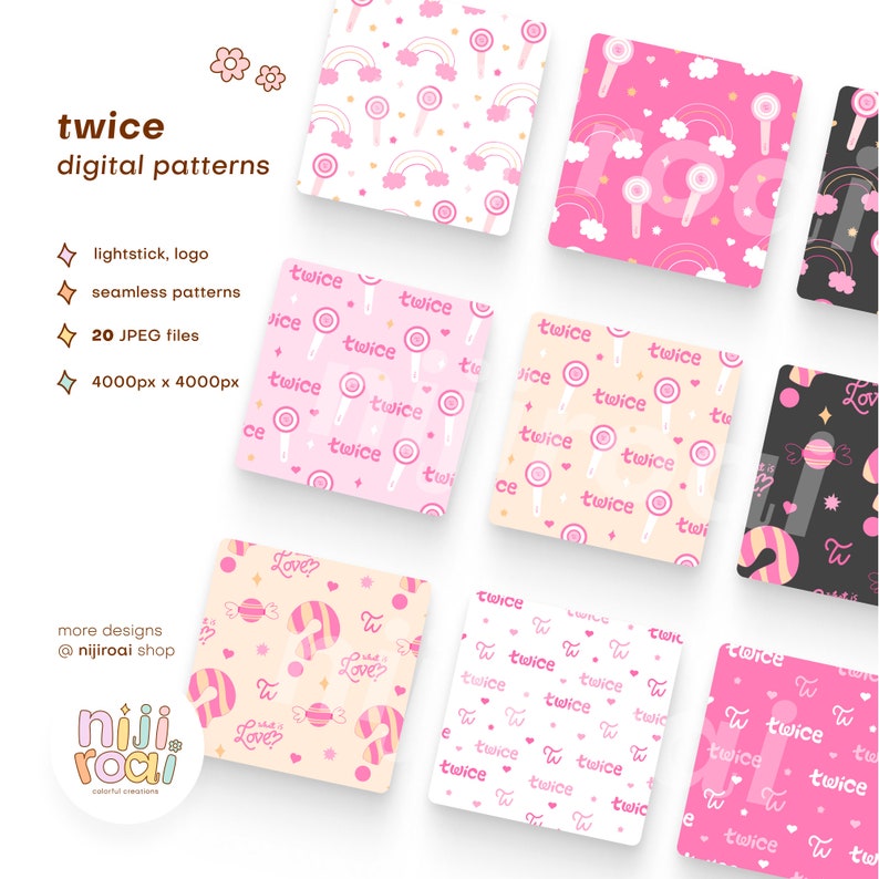 Twice Kpop Pink Digital Pattern, Wallpaper Pack - Etsy