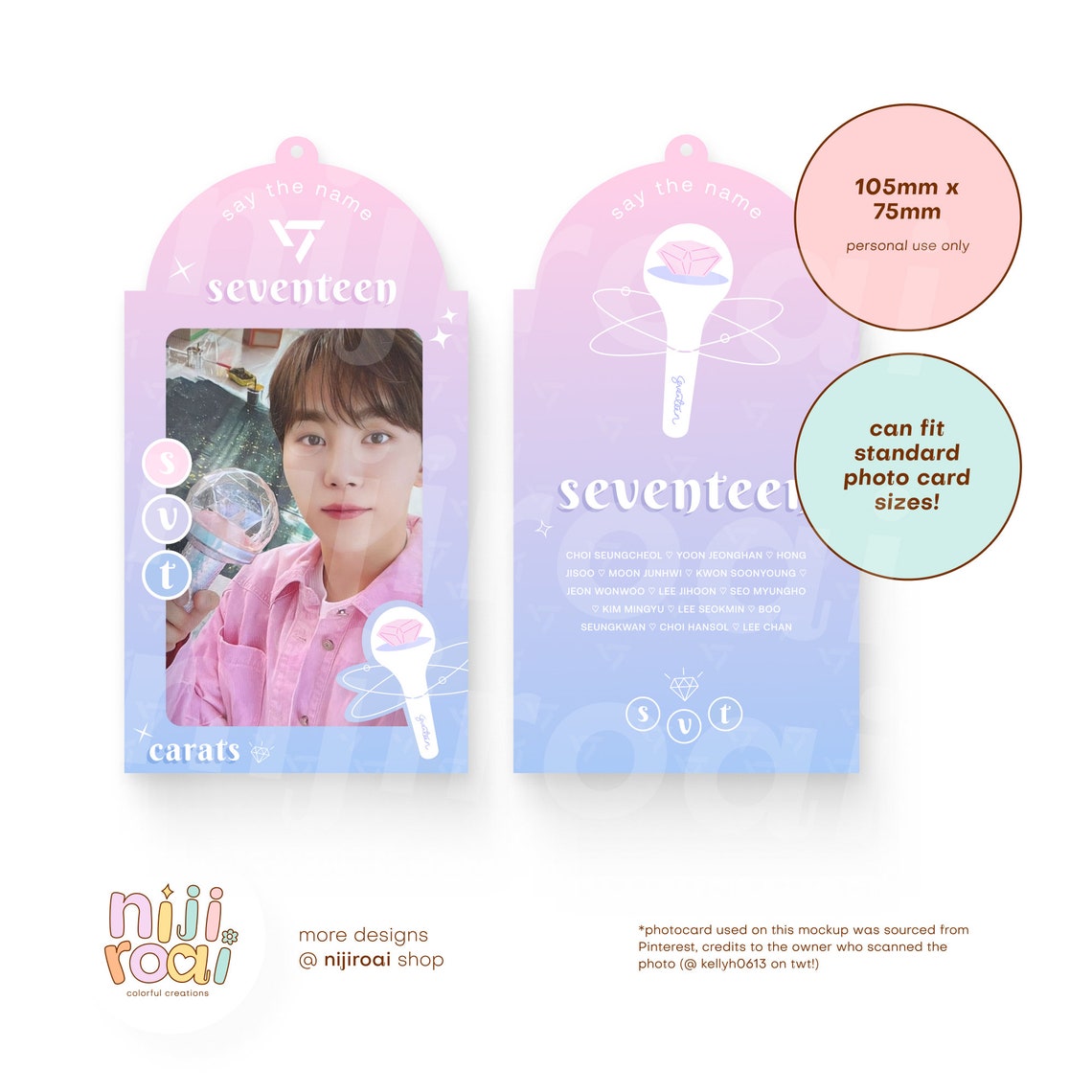 Kpop Seventeen Photo Card Holder Design, Digital File Ready to Print - Etsy