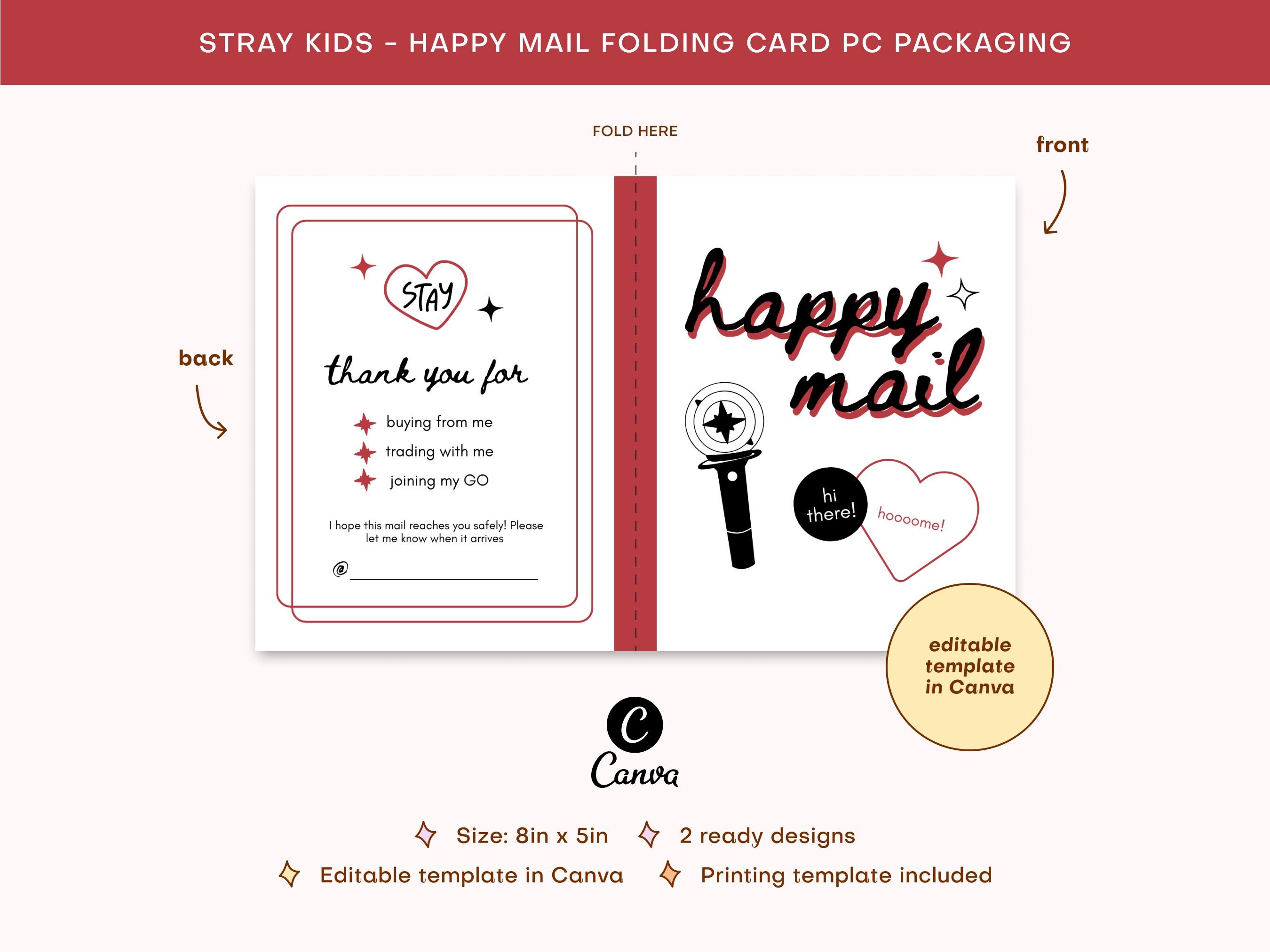 Kpop Stray Kids Happy Mail Printable Photocard Packaging Envelope ...