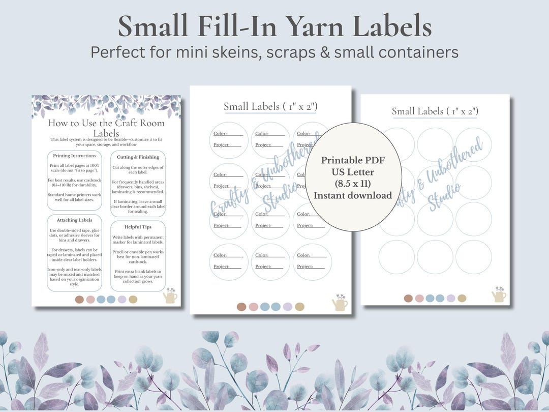 Garden Yarn Label Printable | Small Fill-in Labels | Yarn Organization ...