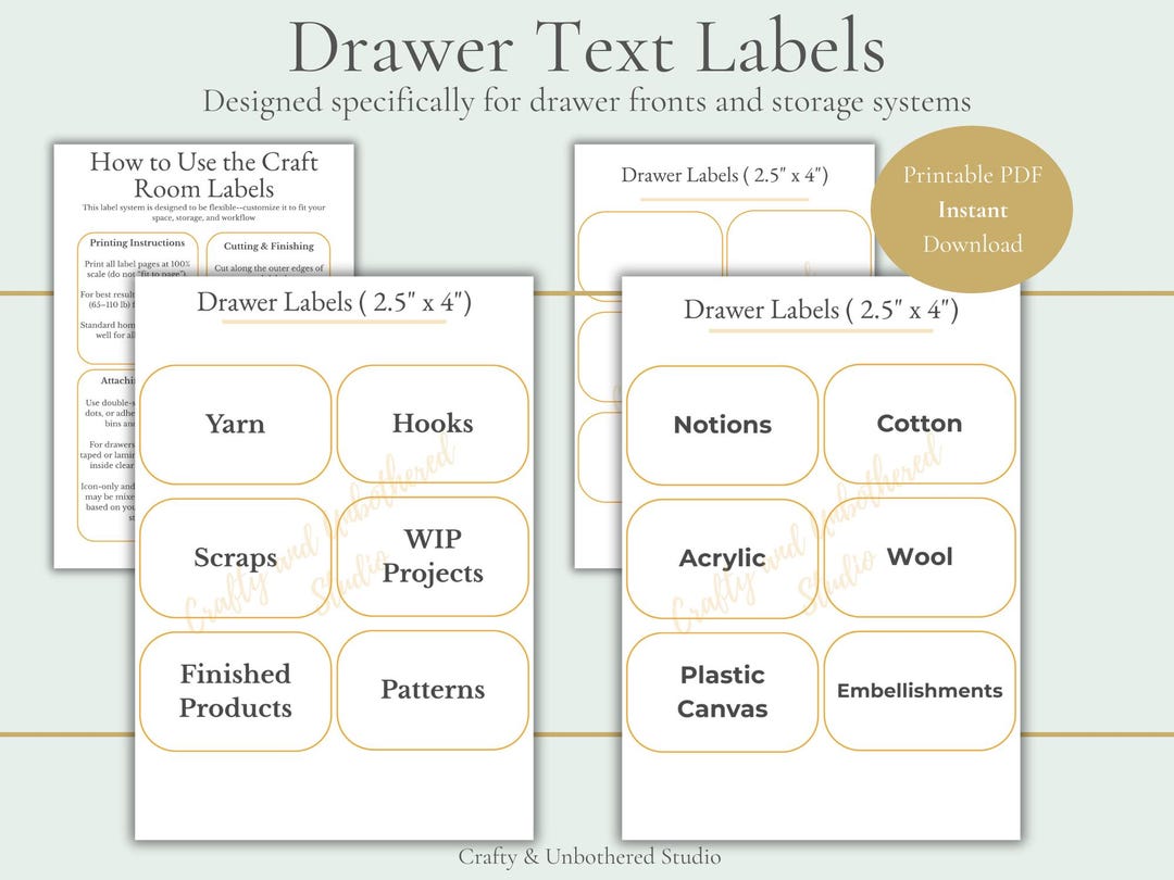 True North Drawer Text Labels | Printable Drawer Organization | Craft ...