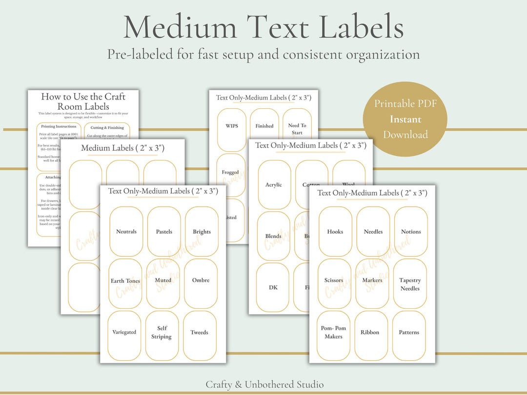 Pre-labeled Craft Storage Labels | Yarn Room Organization (printable ...