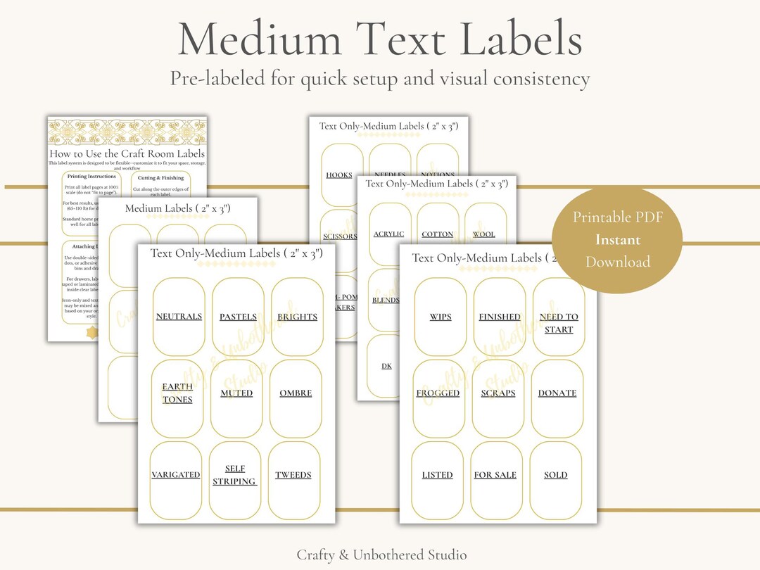 Craft Room Labels | Pre-filled Yarn & Craft Organization (printable PDF ...