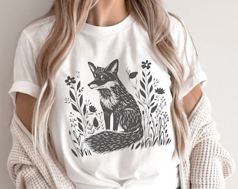 Folklore Fox Floral PNG, Vintage Cottagecore, Forestcore, Fox Lover ...