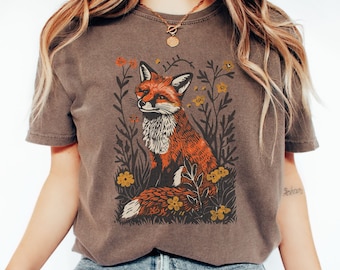 Folklore Fox Floral PNG, Vintage Cottagecore, Forestcore, Fox Lover ...