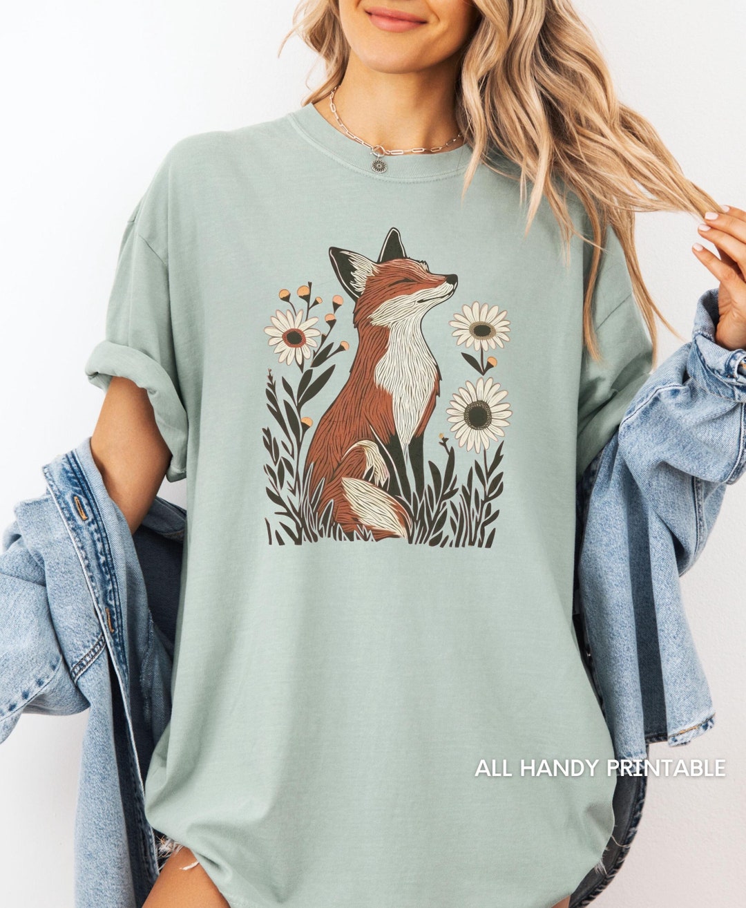 Fox Floral PNG, Vintage Woodland Cottagecore, Forestcore, Fox Lover ...