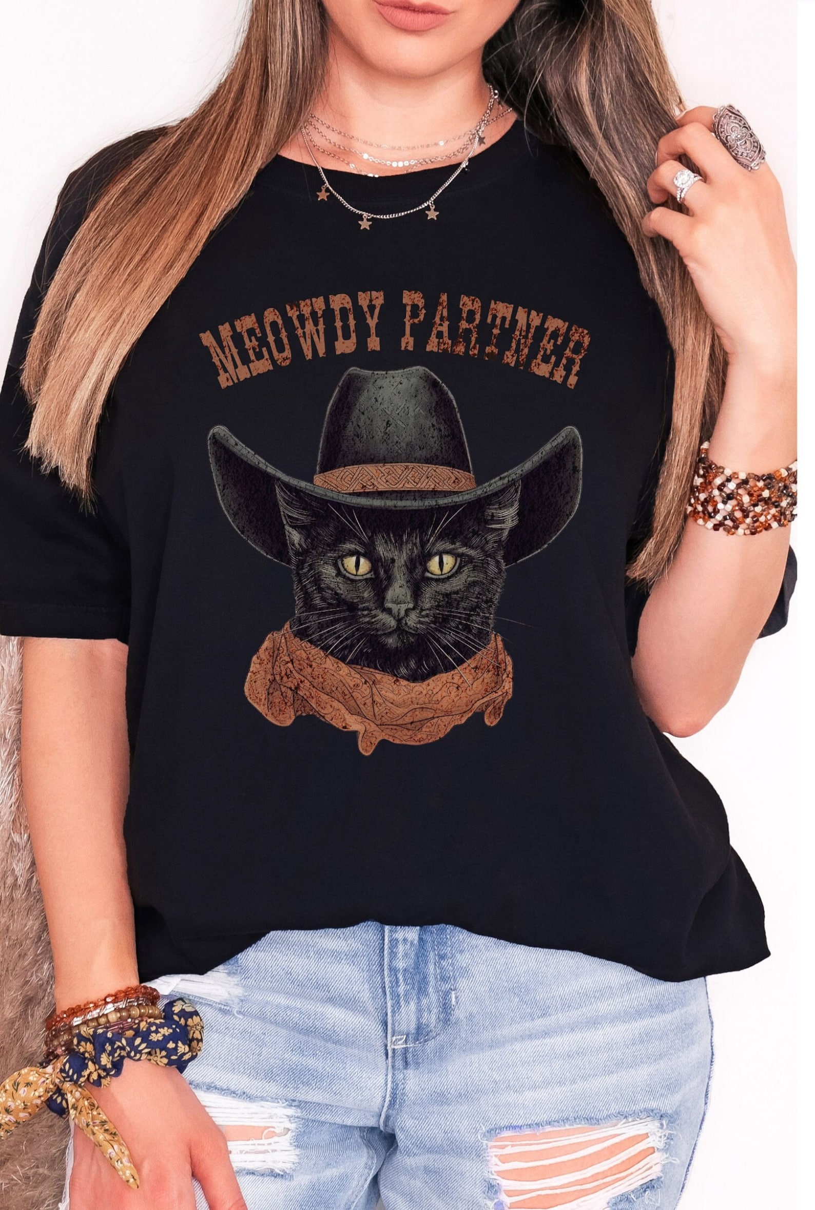 Black Cat Cowboy PNG Vintage Wild Western Cat Southwest - Etsy