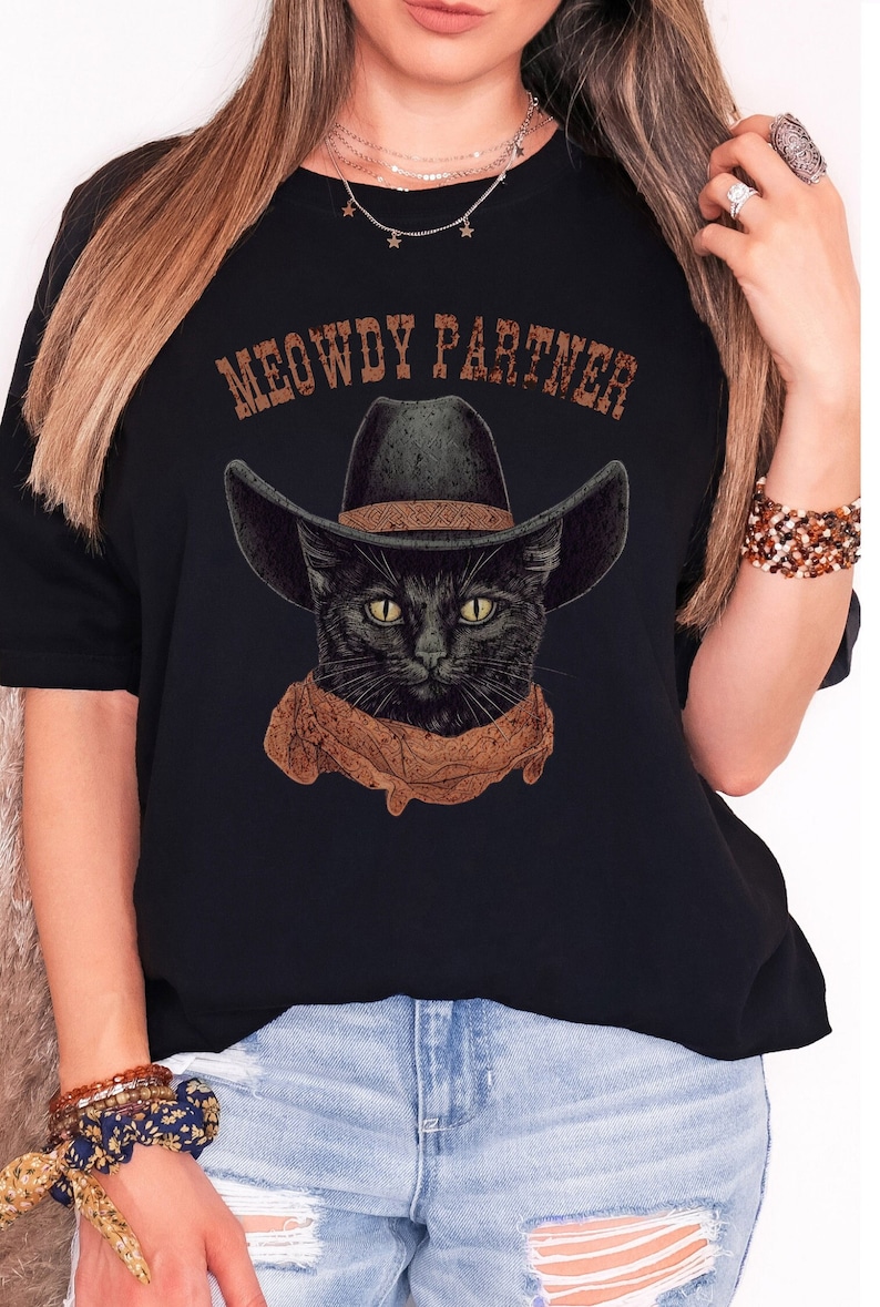 Black Cat Cowboy PNG, Vintage Wild Western Cat, Southwest Sublimation ...