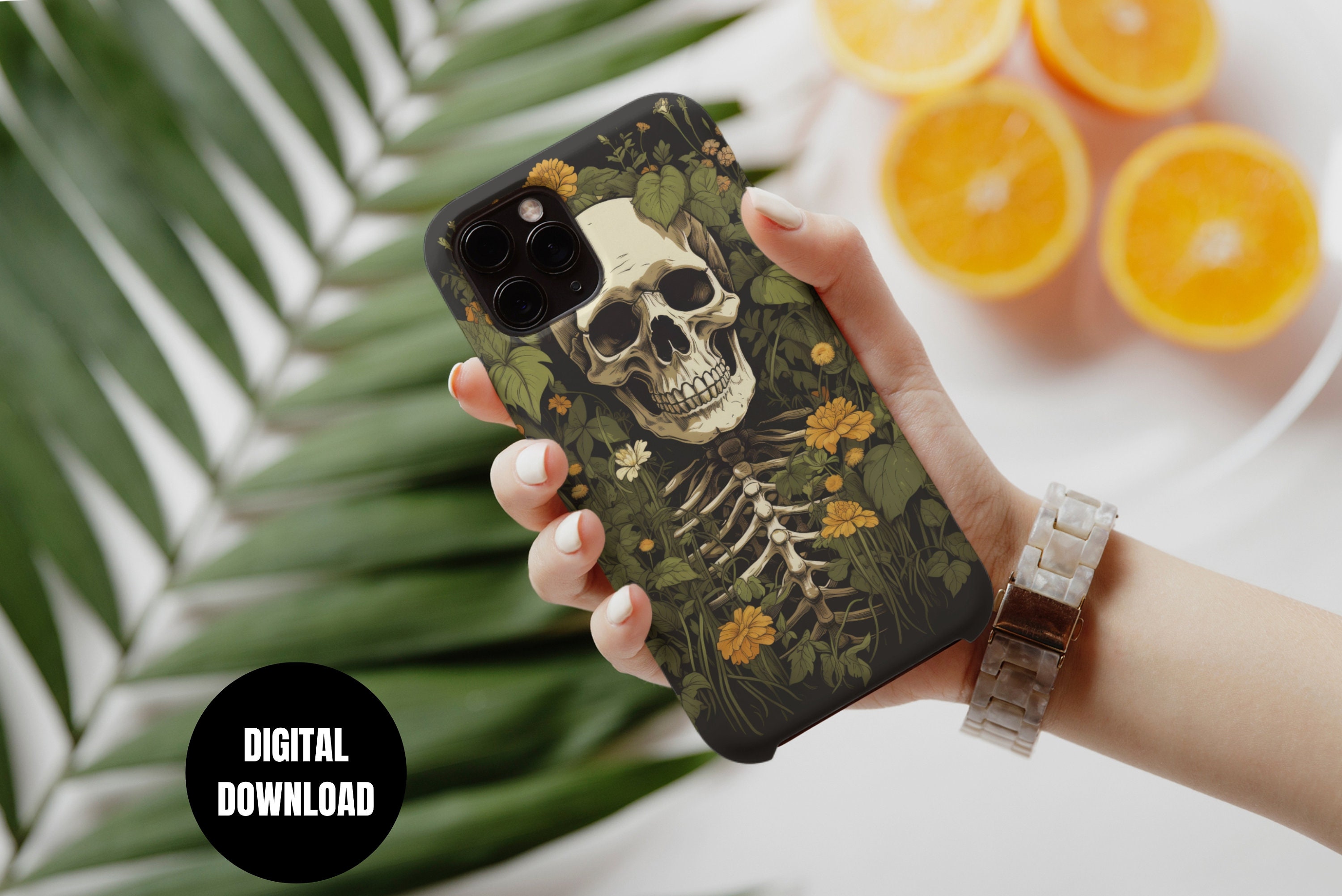Skeleton Nature Green PNG, Summer Floral Skull, Funny Plant Lovers ...