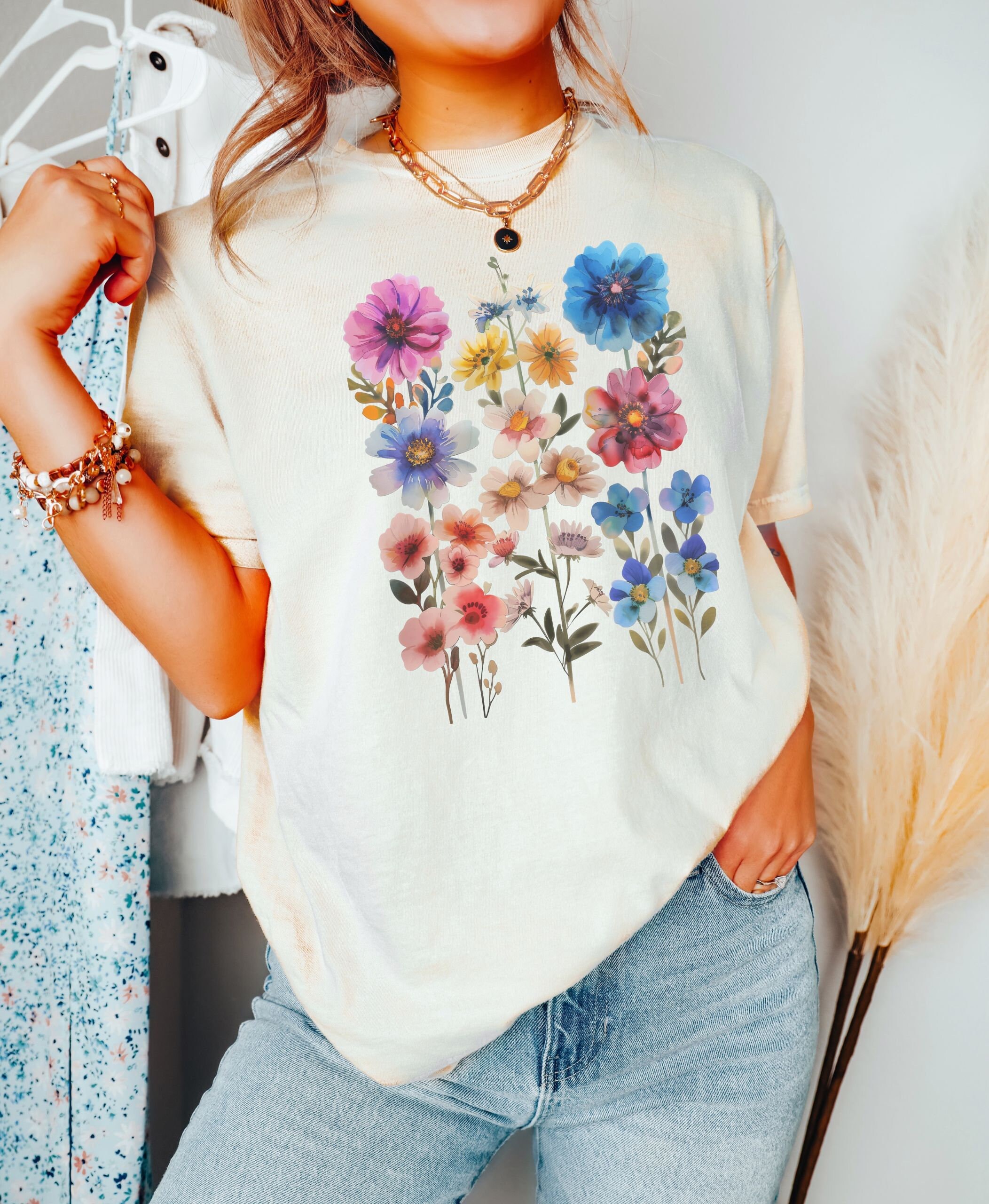 Retro Pressed Wildflowers PNG, Summer Boho Wild Flower, Watercolor ...