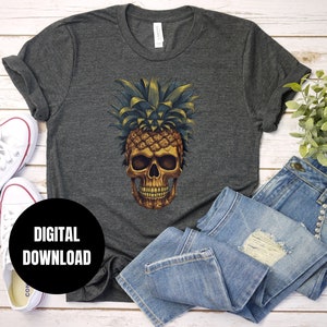 Pineapple Skull PNG, Golden Skull, Skeleton, Tropical Summer, Halloween ...