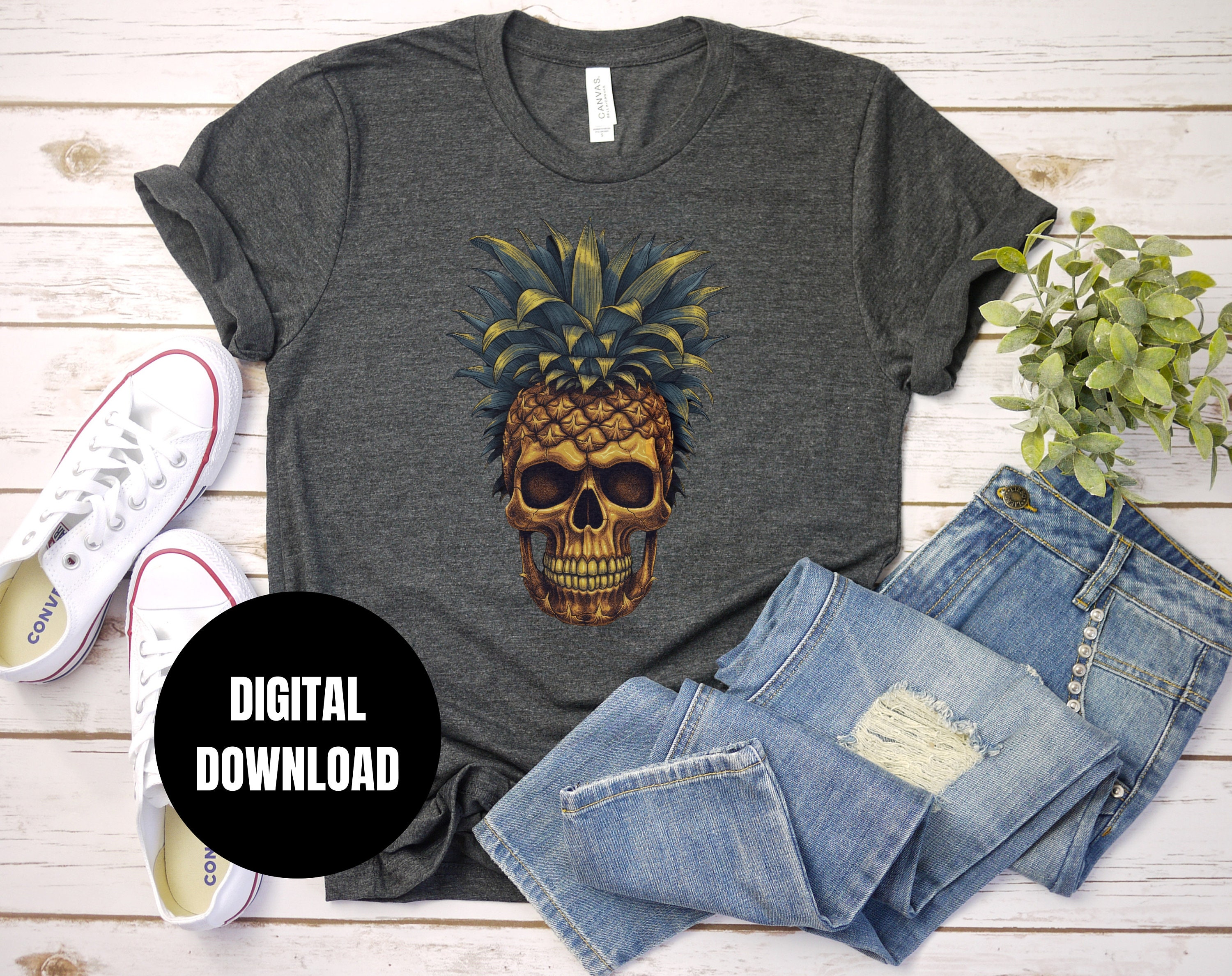 Pineapple Skull PNG, Golden Skull, Skeleton, Tropical Summer, Halloween ...