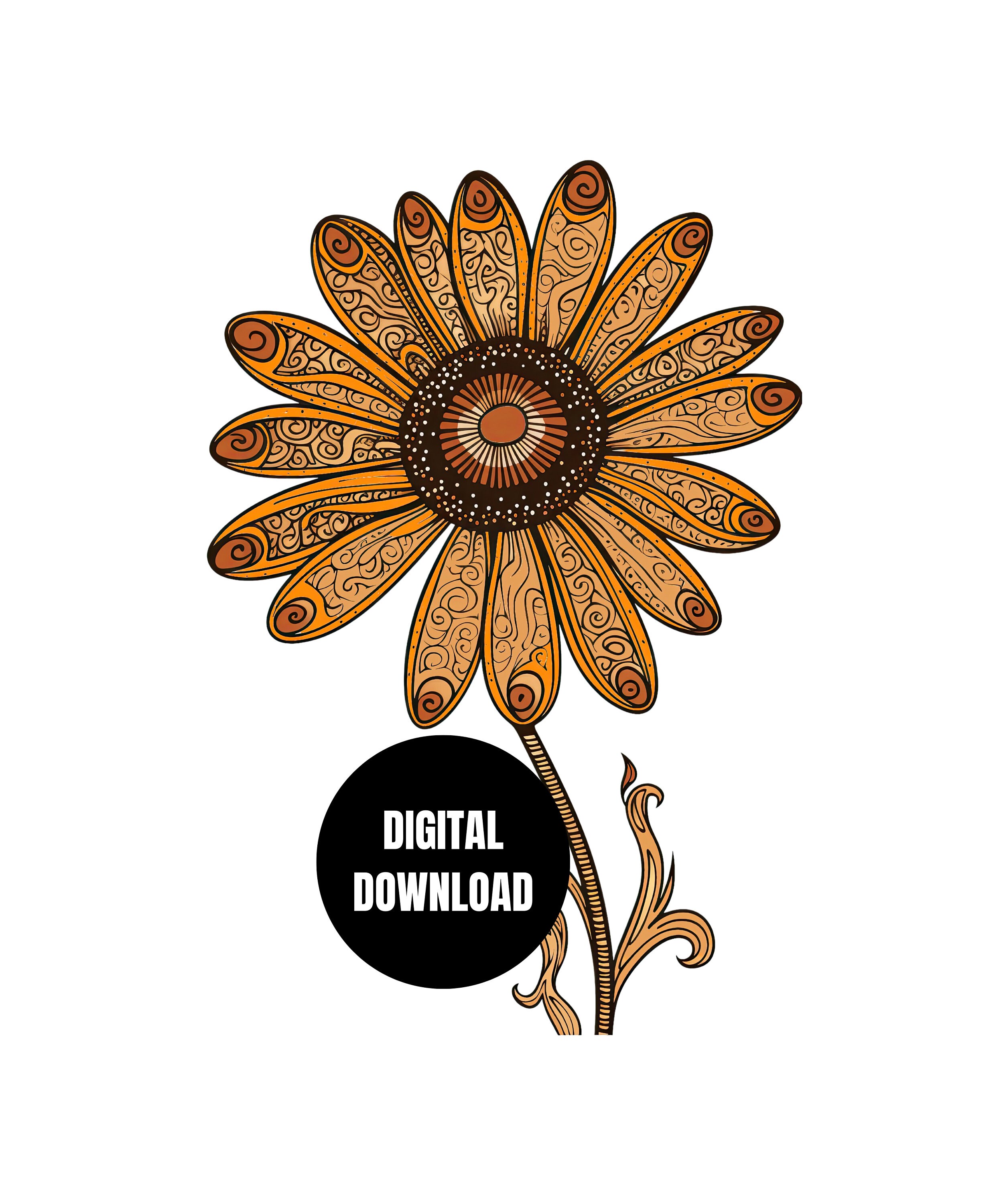 Brown Boho Daisy Flower PNG, Ethnic Aboriginal Art Floral, Sublimation ...