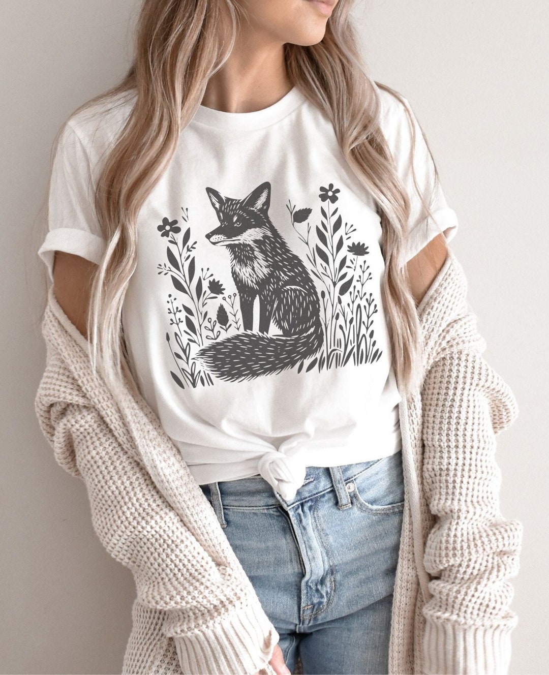 Folklore Fox Floral PNG, Vintage Cottagecore, Forestcore, Fox Lover ...