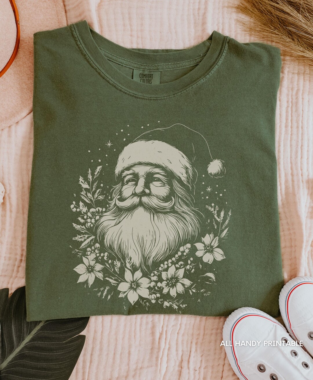 Retro Santa Floral PNG, Vintage Christmas Santa Claus, Xmas Holiday ...