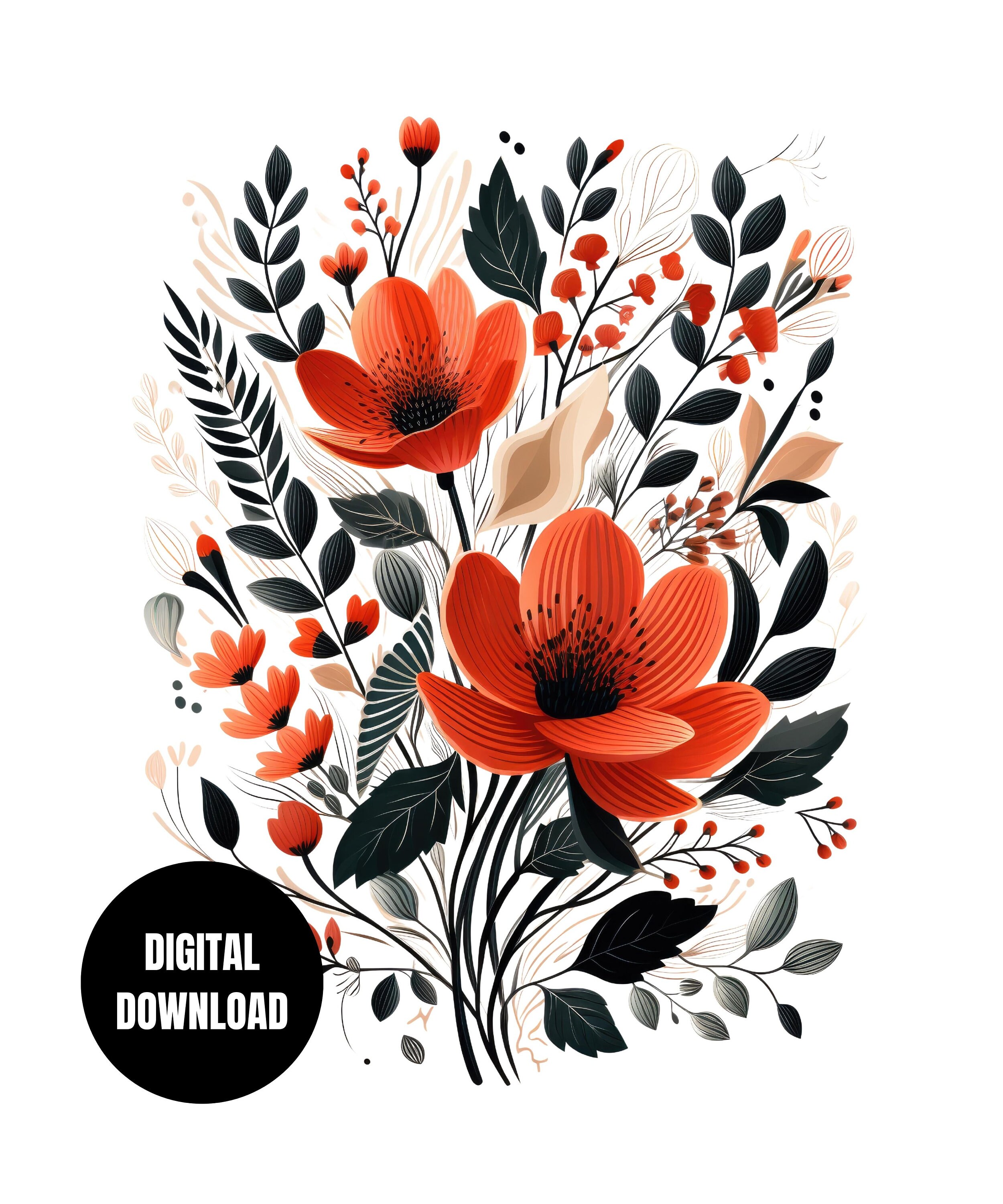 Gothic Flowers PNG, Fall Boho Wild Flower, Botanical Floral ...