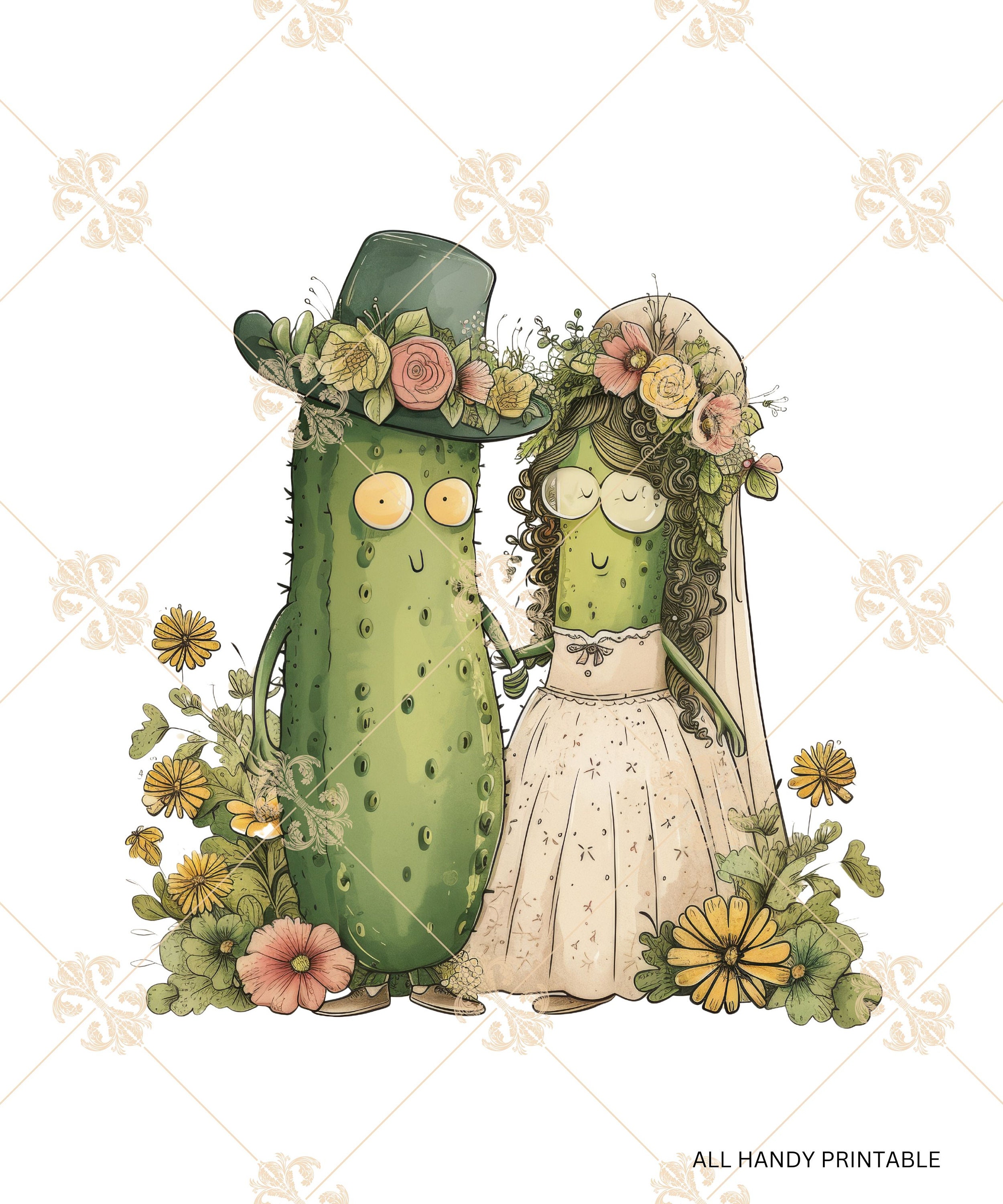Cute Pickle Love Story PNG, Funny Pickle Bride and Groom Wedding, Gherkin Lovers, Sublimation ...