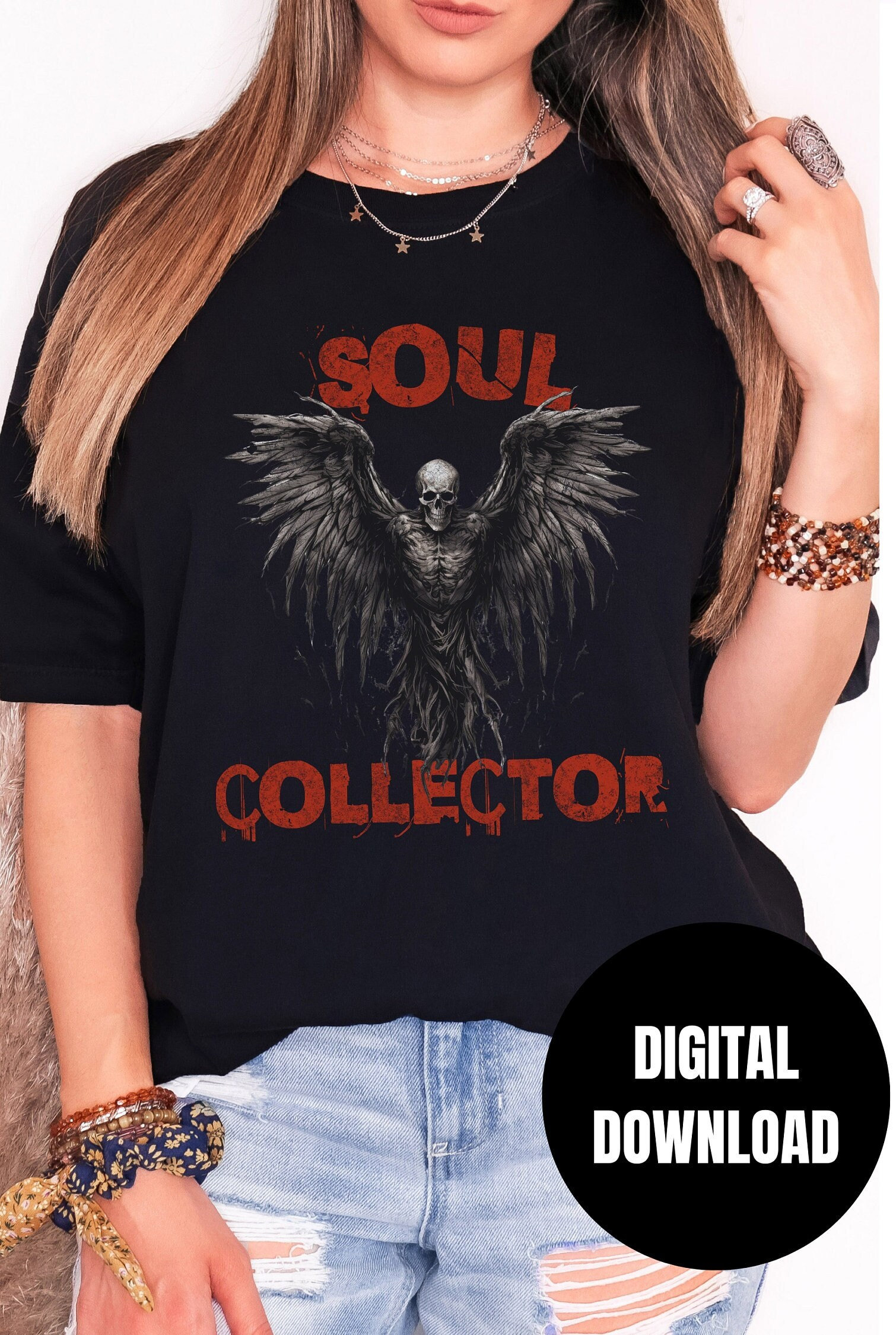 Gothic Skeleton Angel Wings PNG, Streetwear Grunge Skull Sublimation ...