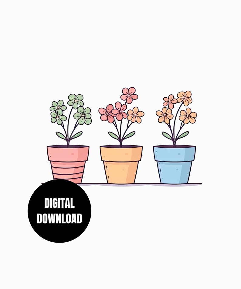 Cute Pastel Potted Floral Plants PNG, Plant Mom, Nature Garden Flower ...
