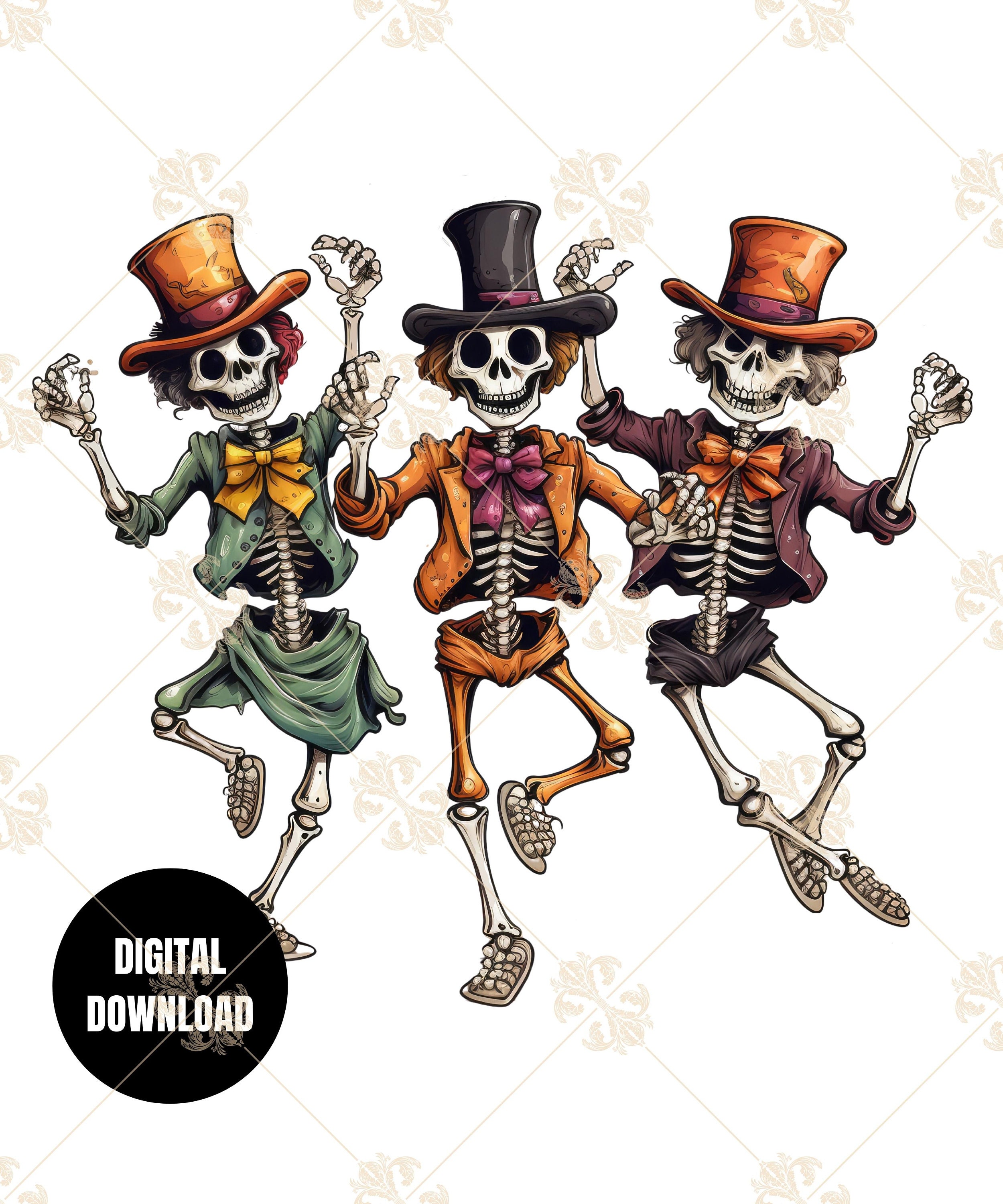 Party Dancing Skeletons PNG, Retro Western Skull Skeletons Sublimation ...
