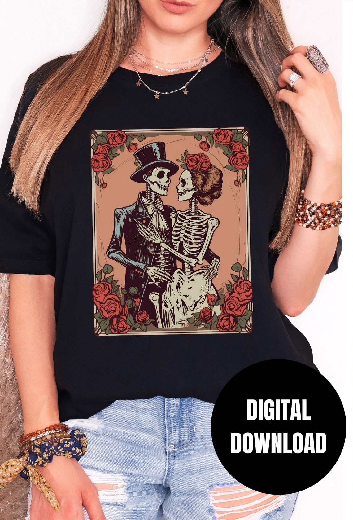 Mystic Wedding Tarot Card PNG, Retro Bride and Groom Skeleton ...