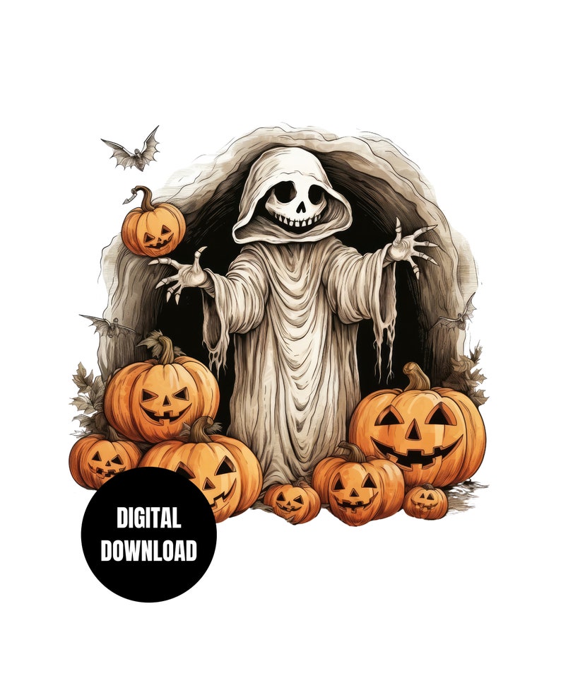 Witch Skeleton Halloween PNG Spooky Season Ghost Fall - Etsy