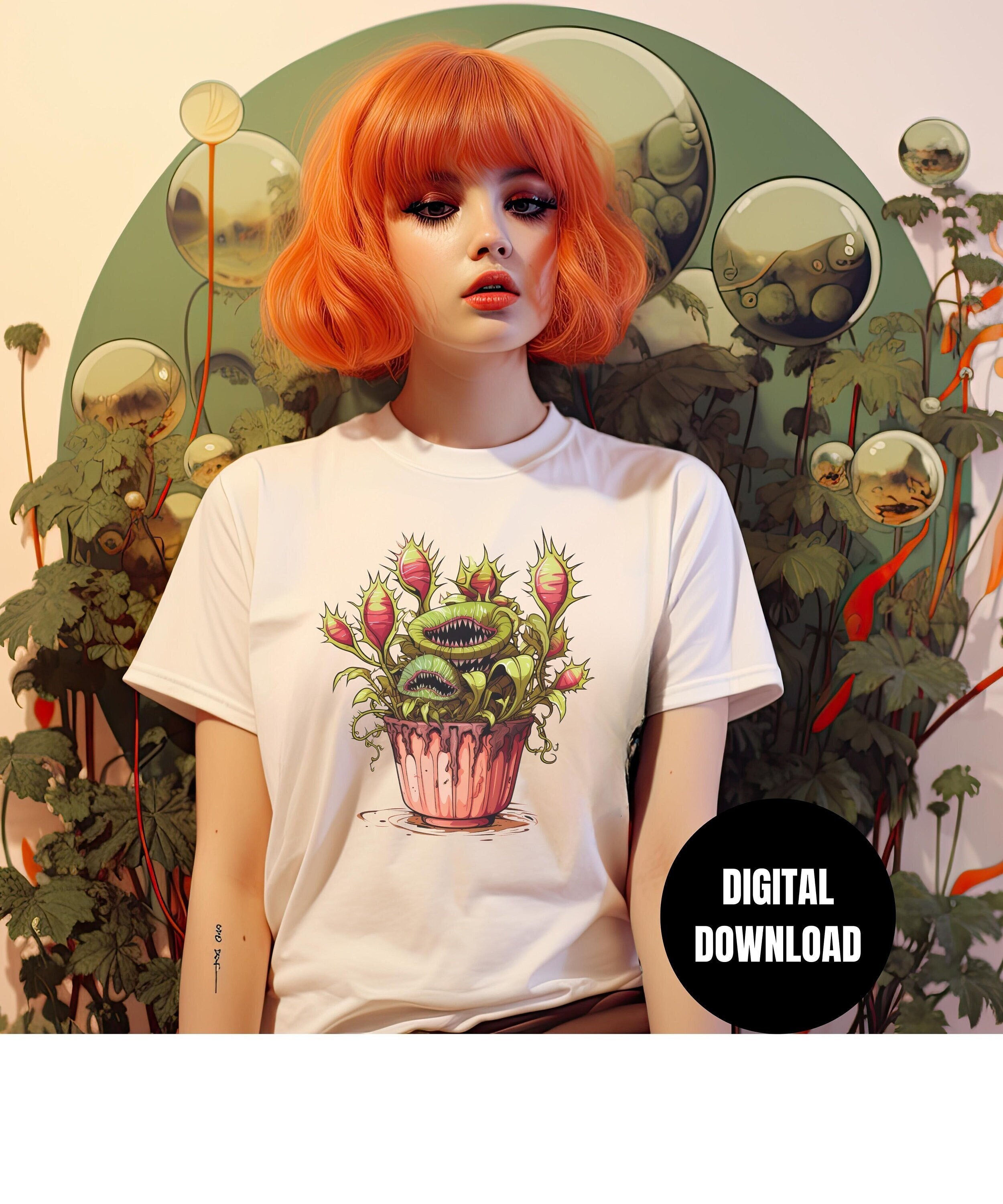 Vintage Venus Flytrap PNG, Spooky Retro Carnivore Plant Halloween Sublimation, Instant Download ...