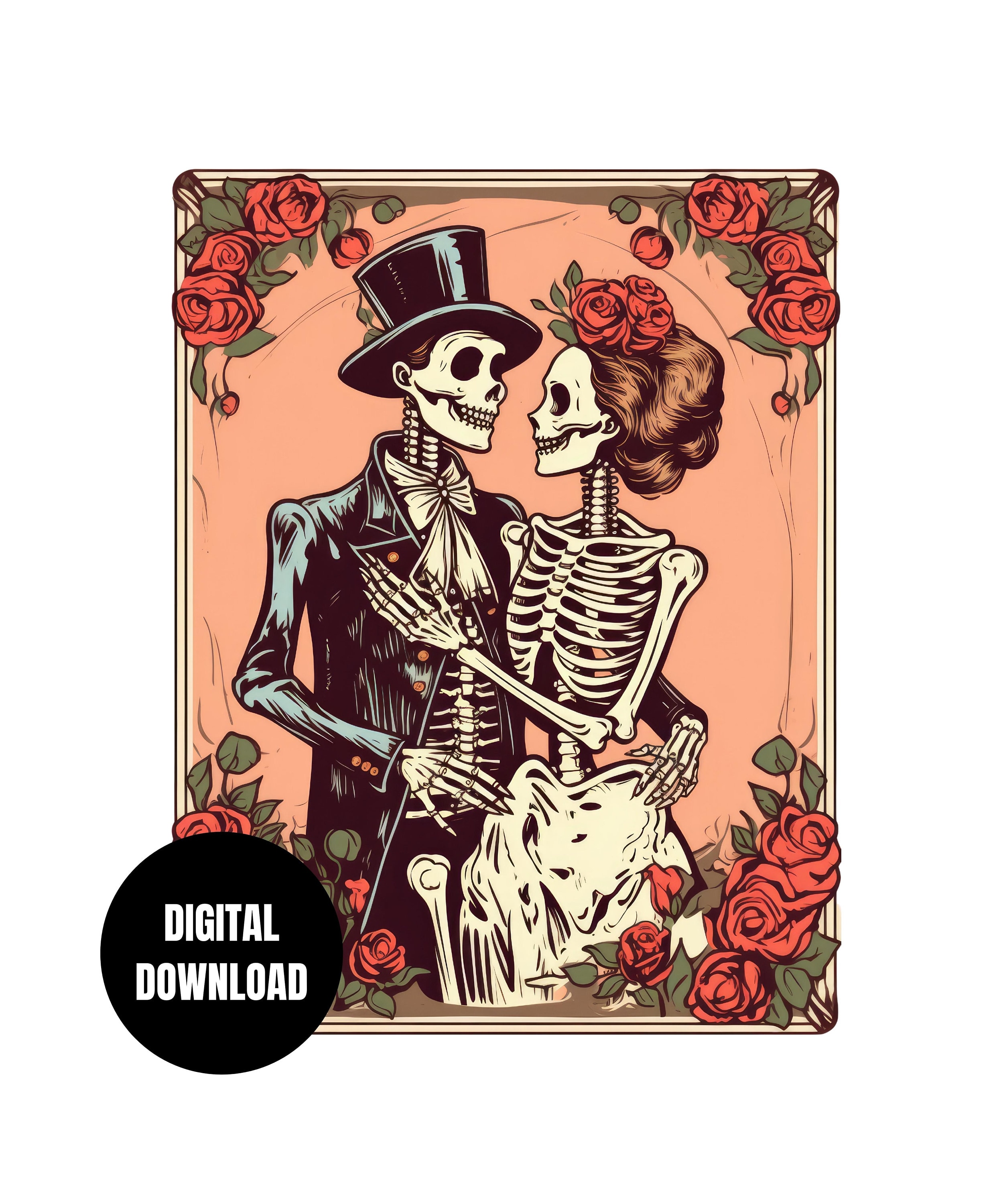 Mystic Wedding Tarot Card PNG, Retro Bride and Groom Skeleton ...