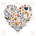 Cottagecore Floral Heart PNG, Cute Love Heart, Botanical Flowers ...