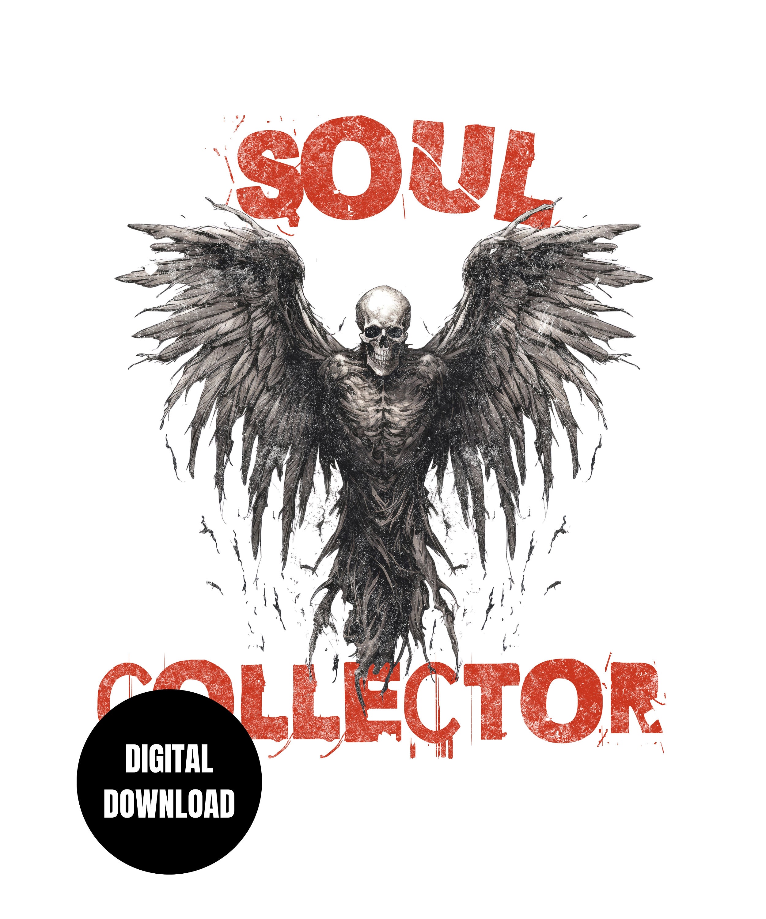 Gothic Skeleton Angel Wings PNG, Streetwear Grunge Skull Sublimation ...