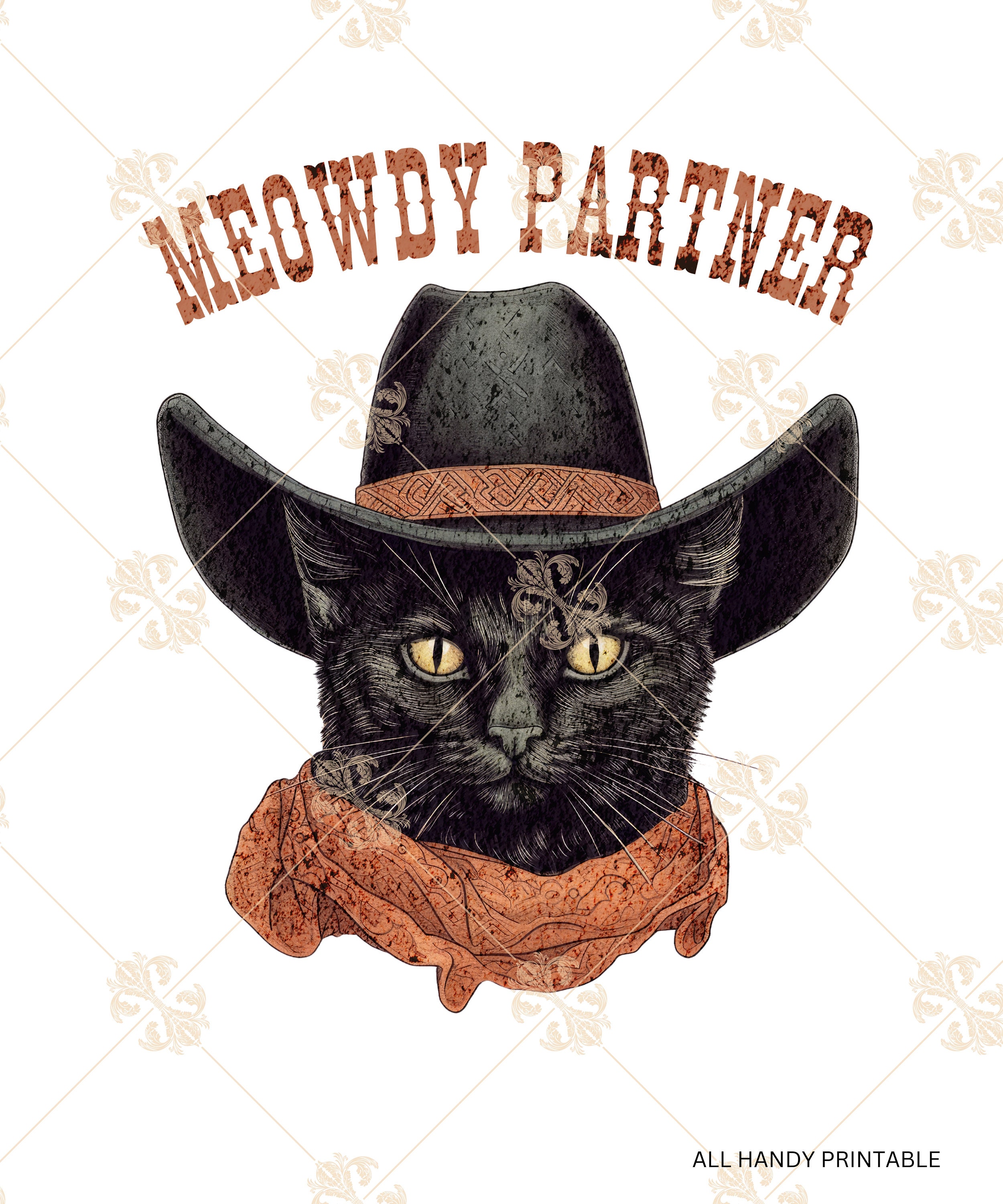 Black Cat Cowboy PNG Vintage Wild Western Cat Southwest - Etsy
