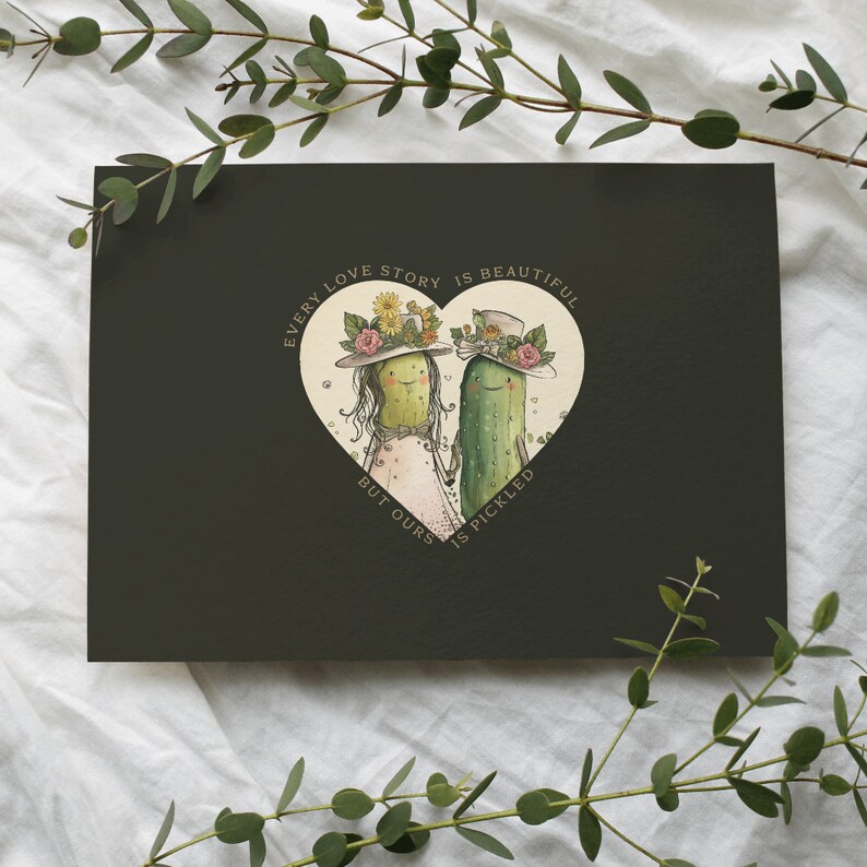 Cute Pickle Love Story PNG, Funny Pickle Bride and Groom Wedding ...