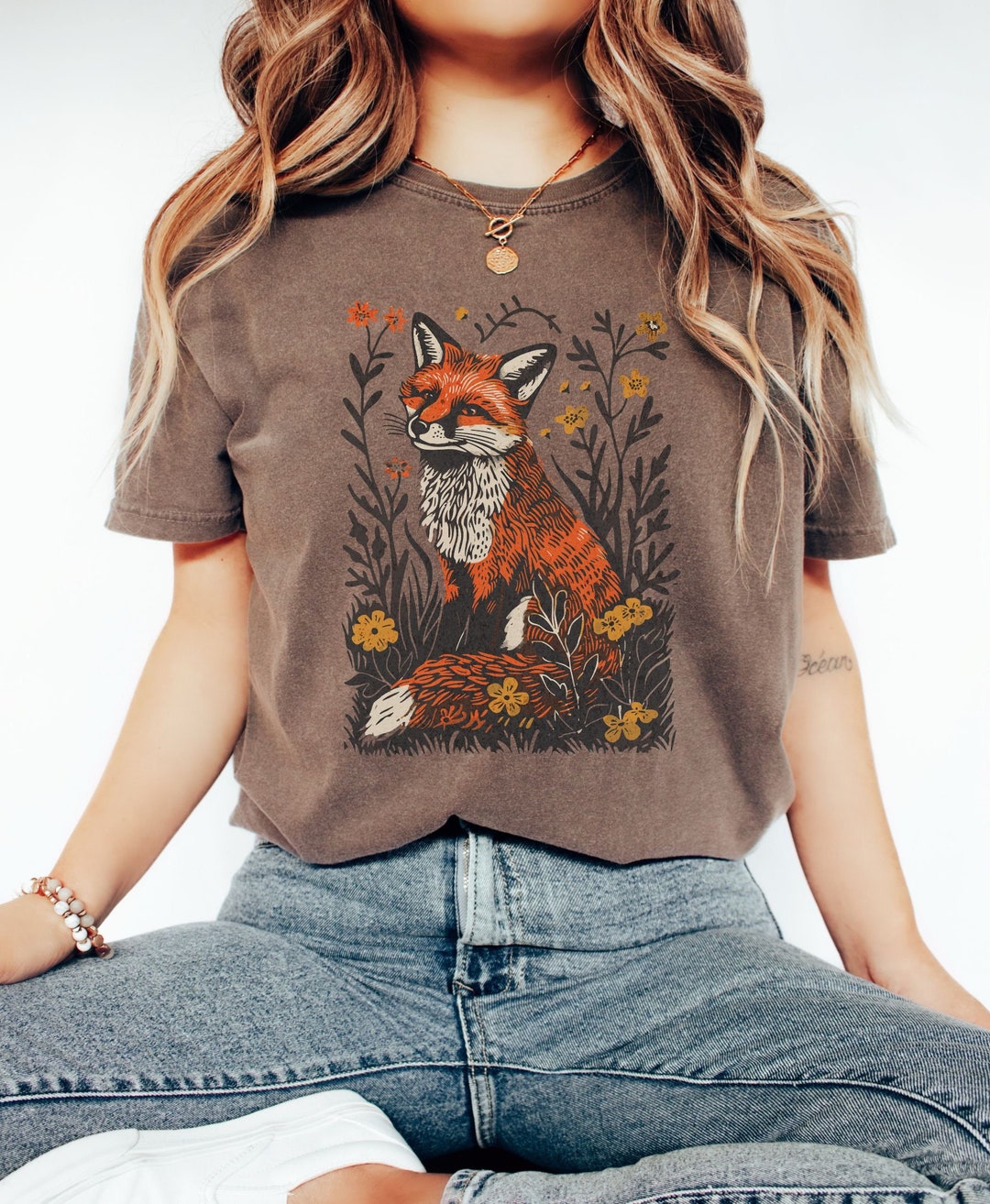 Folklore Fox Floral PNG, Vintage Cottagecore, Forestcore, Fox Lover ...