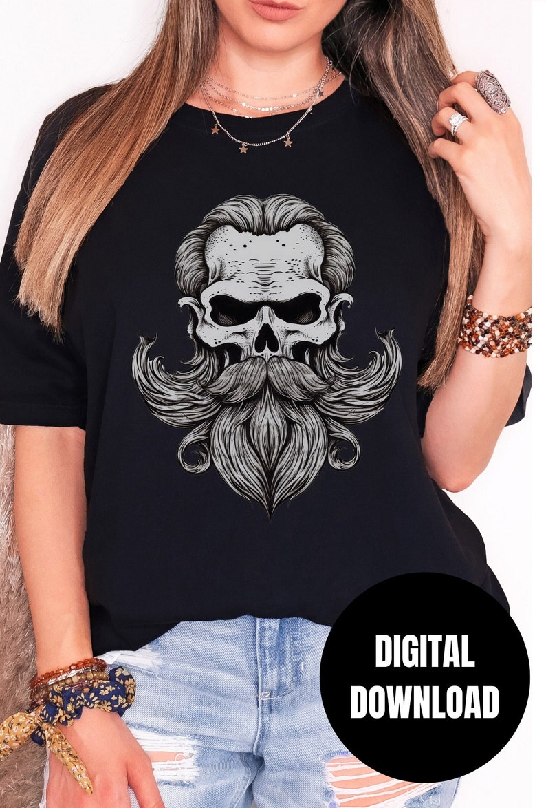 Bearded Skull PNG, Skull Skeleton With Beard, Gothic Skull Sublimation ...
