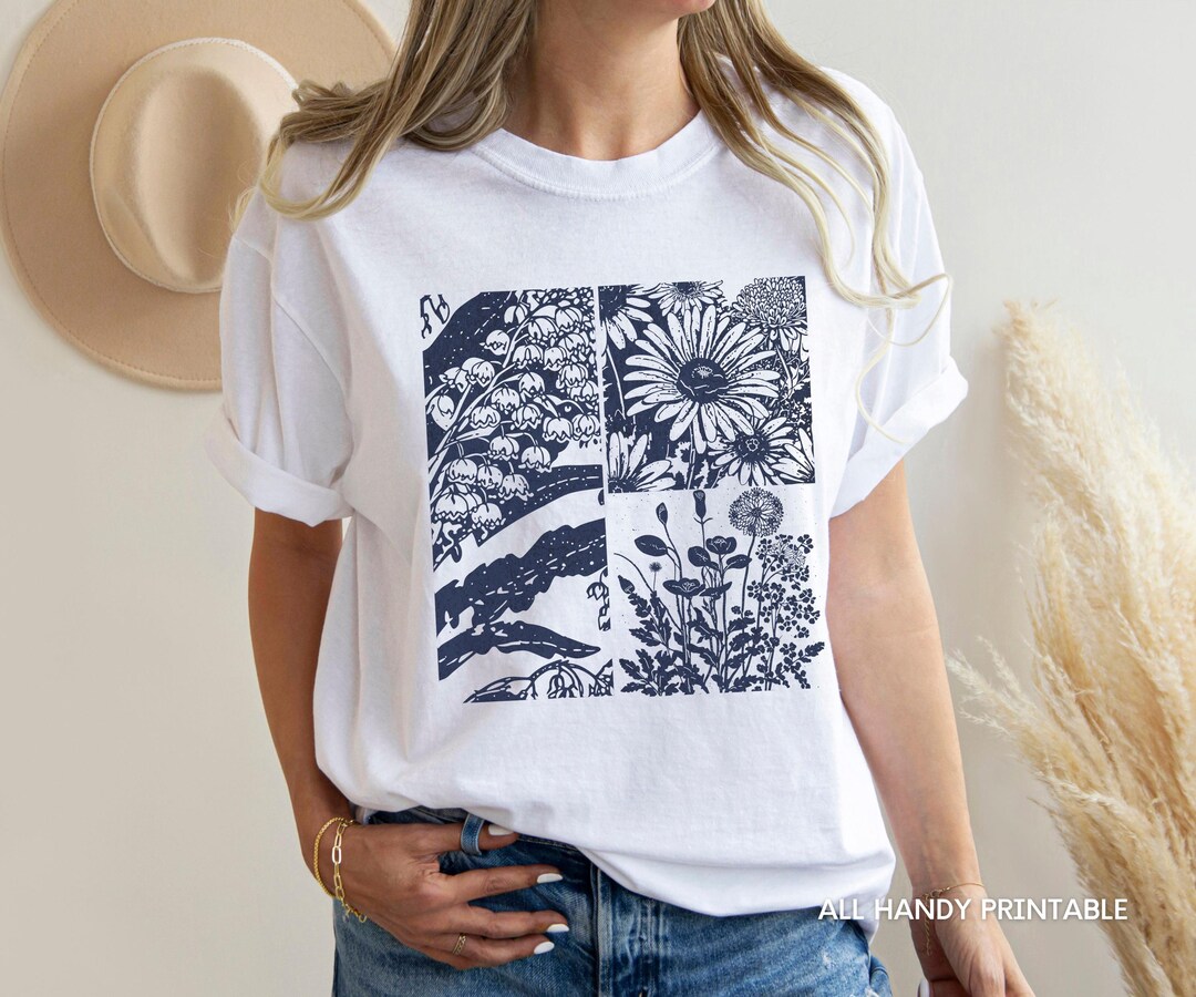 Retro Blue Flowers PNG, Spring Boho Wild Flower, Botanical Floral ...