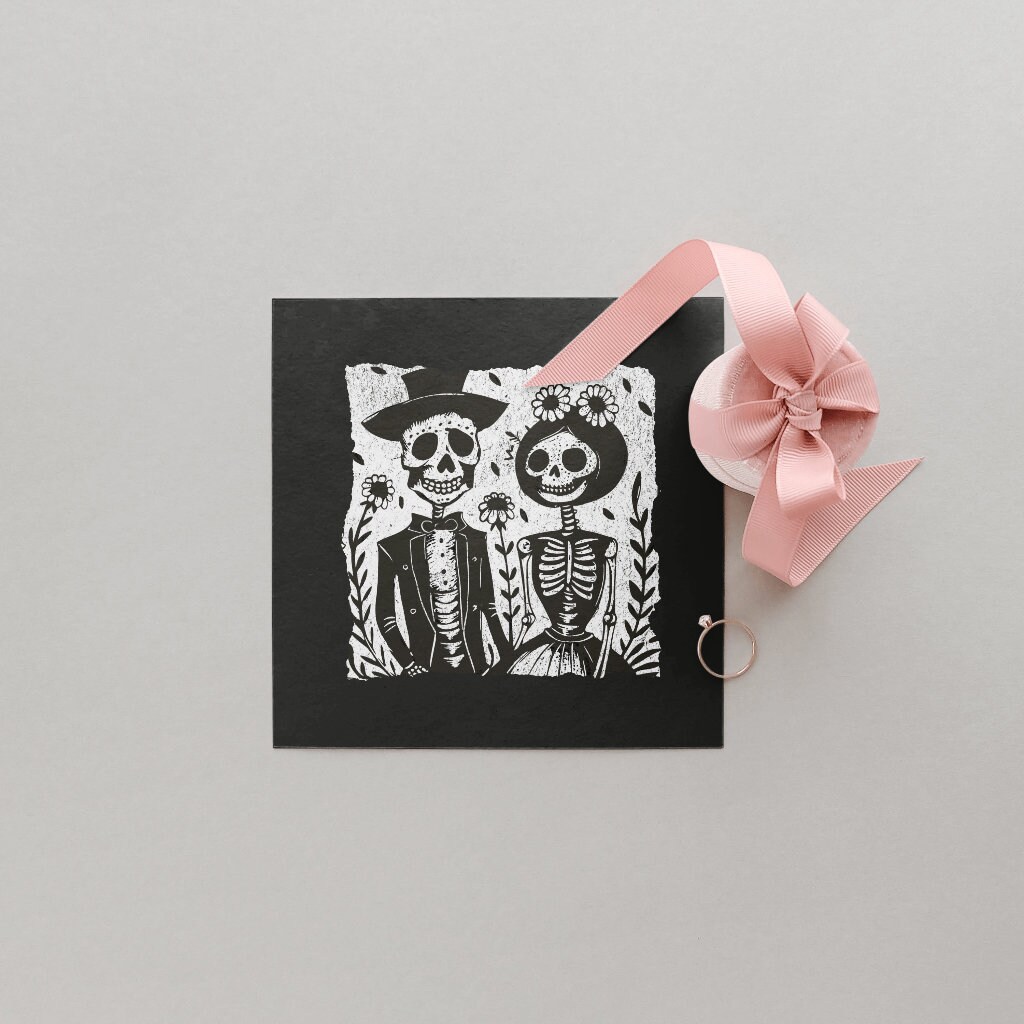 Vintage Bride and Groom Skeleton PNG, Retro Wedding Day Couple ...