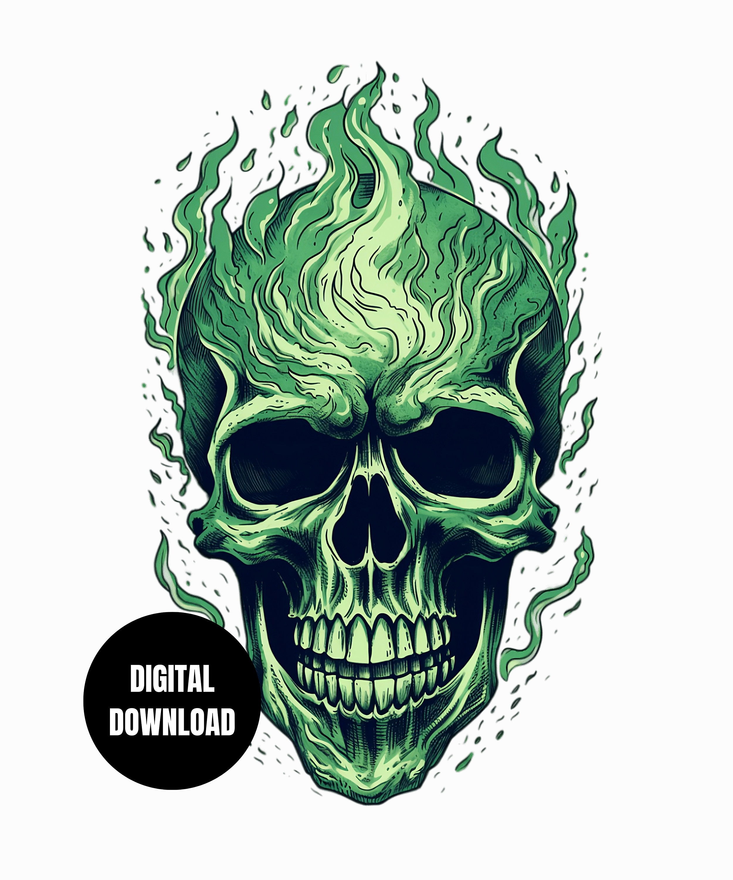 Skulls On Fire Green