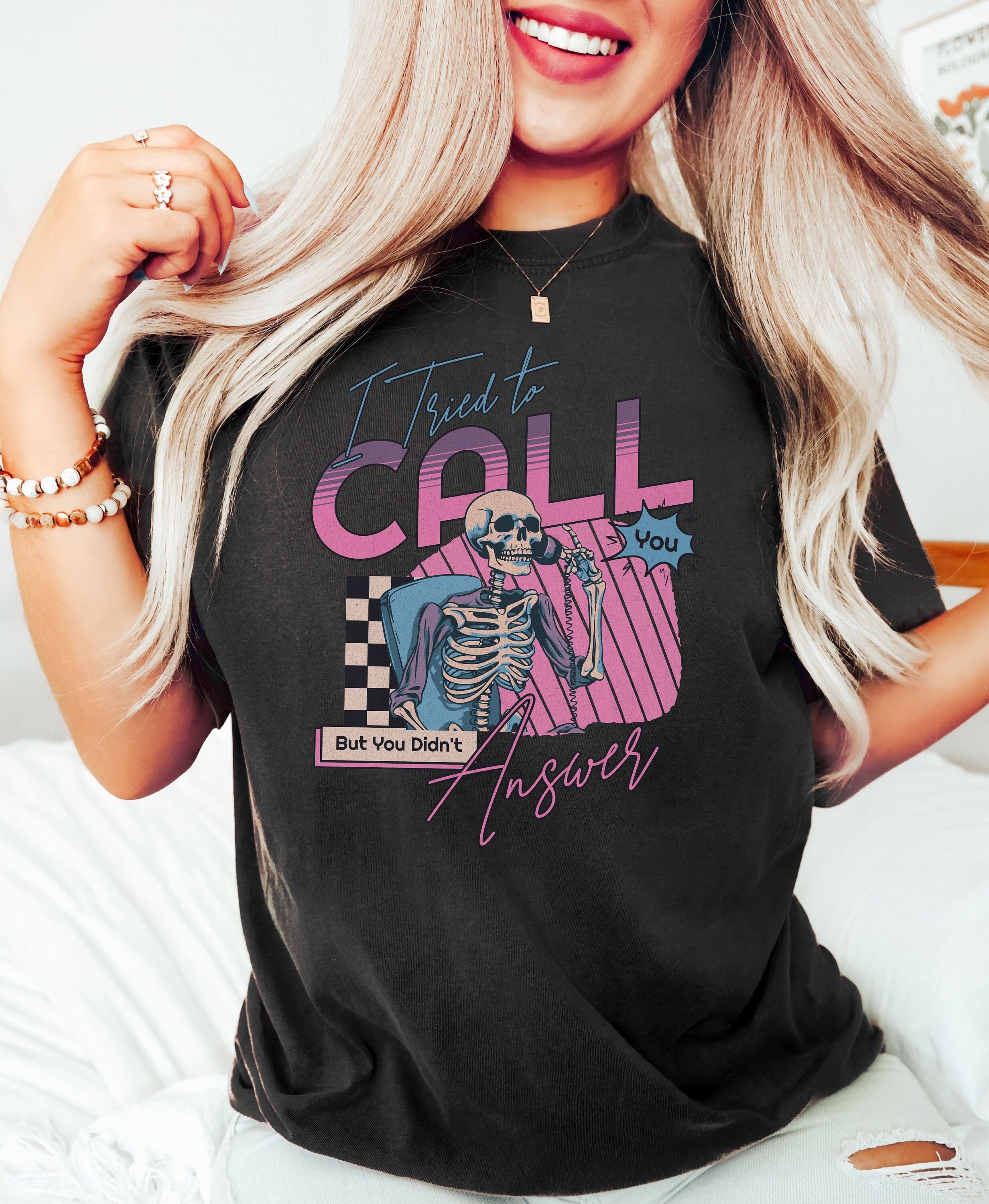 Funny Retro Skeleton PNG, Skeleton Calling, Vintage Skull Lover ...