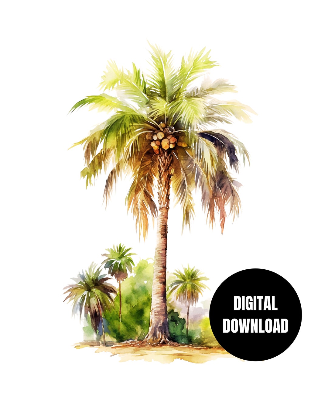 Palm Trees Watercolor PNG, Tropical Palm Tree, Summer Design ...
