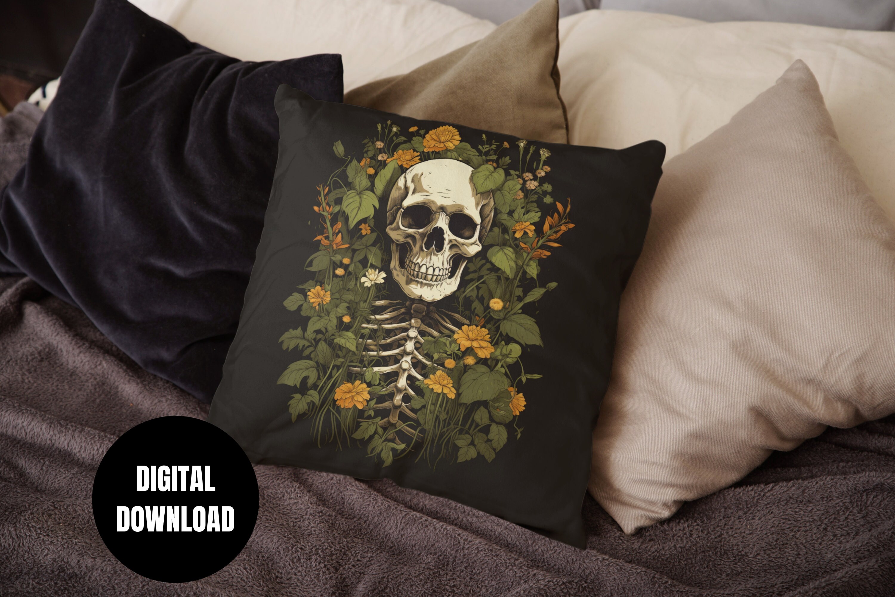 Skeleton Nature Green PNG, Summer Floral Skull, Funny Plant Lovers ...