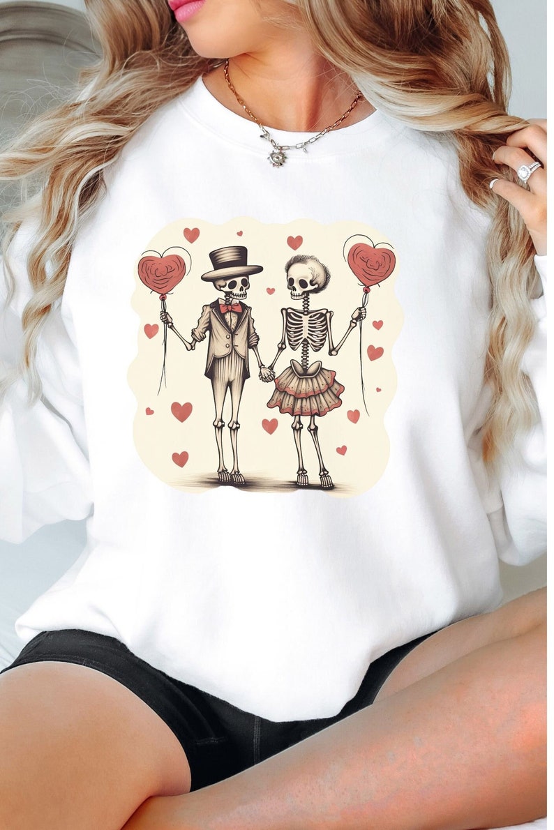 Valentine Skeleton Hearts PNG, Cute Skeleton Couple, Love Sublimation ...