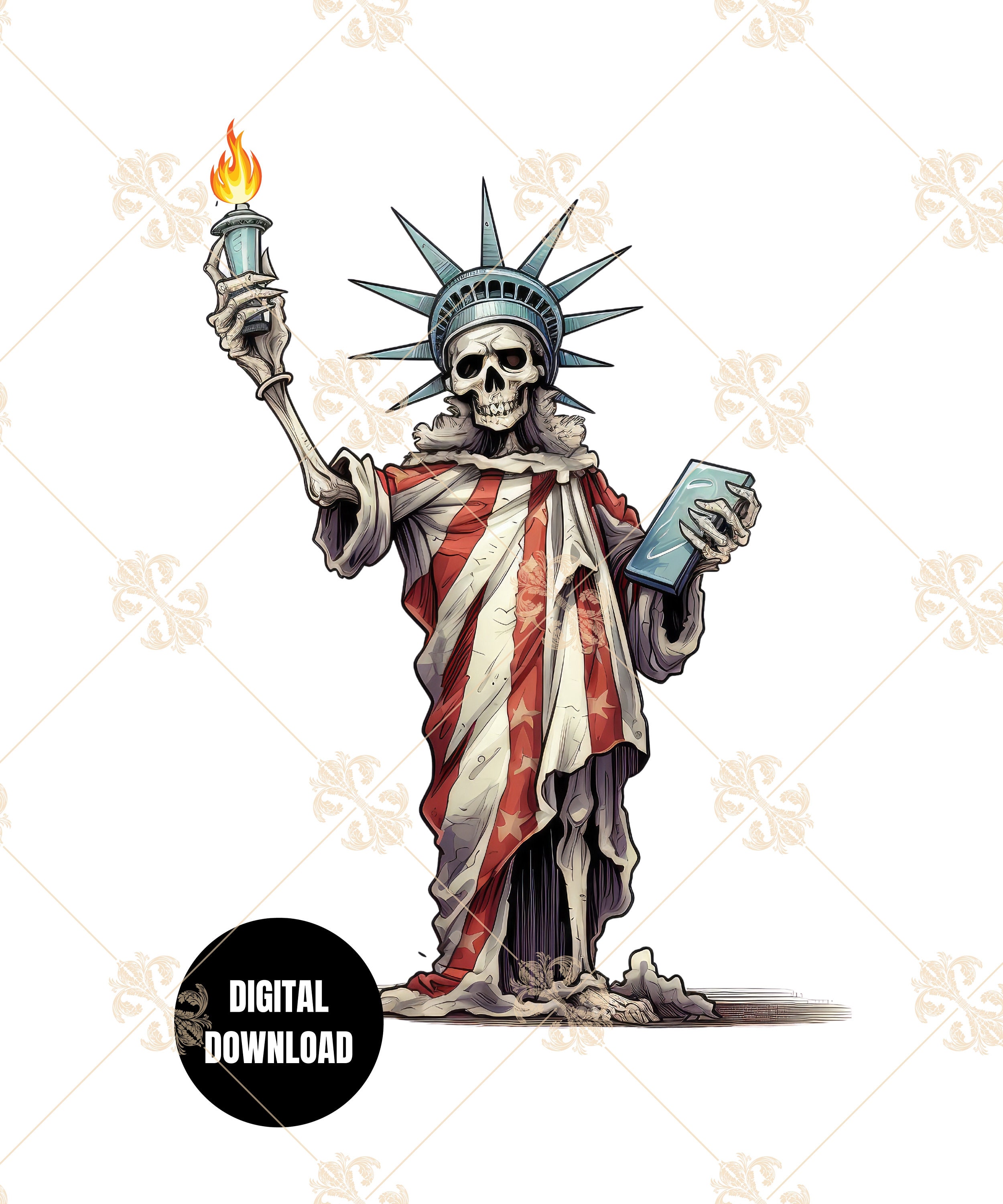 Statue Of Liberty Half Skull Face