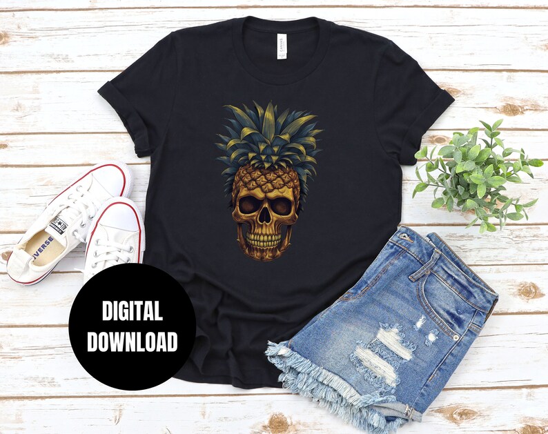 Pineapple Skull PNG Golden Skull Skeleton Tropical Summer - Etsy