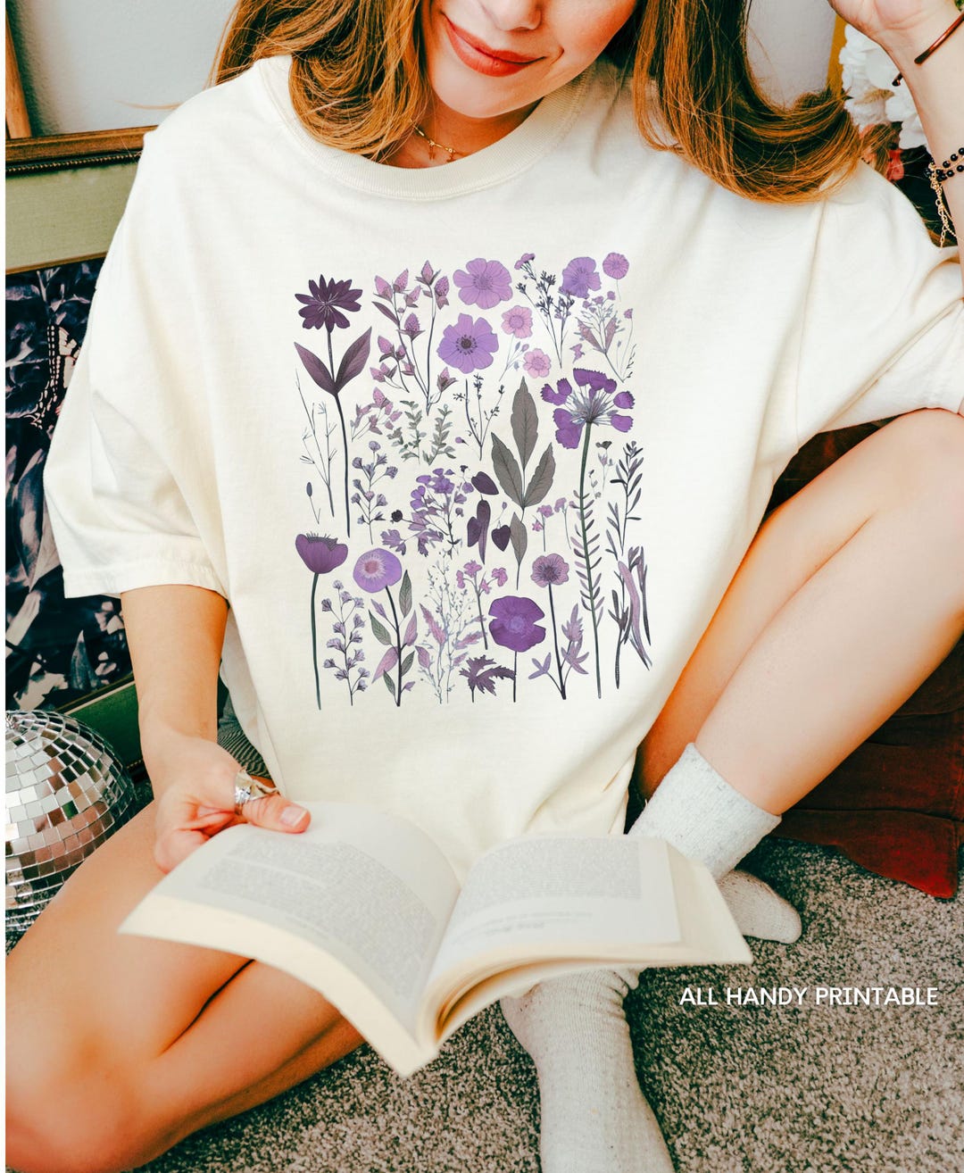 Retro Pressed Wildflowers PNG, Purple Boho Wild Flower, Botanical ...