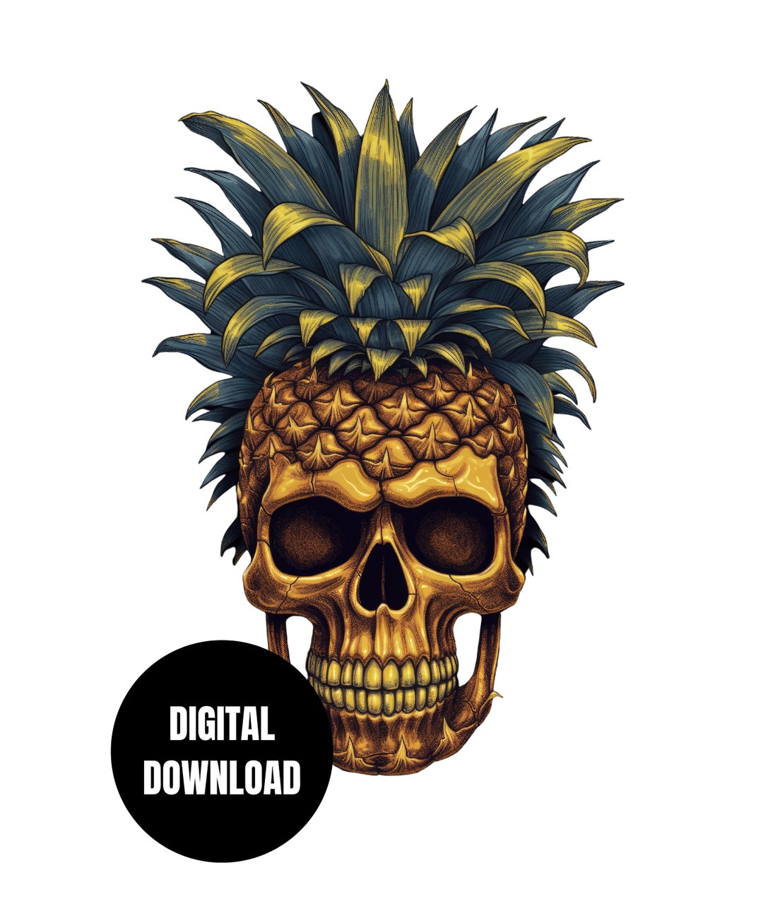 Pineapple Skull PNG, Golden Skull, Skeleton, Tropical Summer, Halloween ...