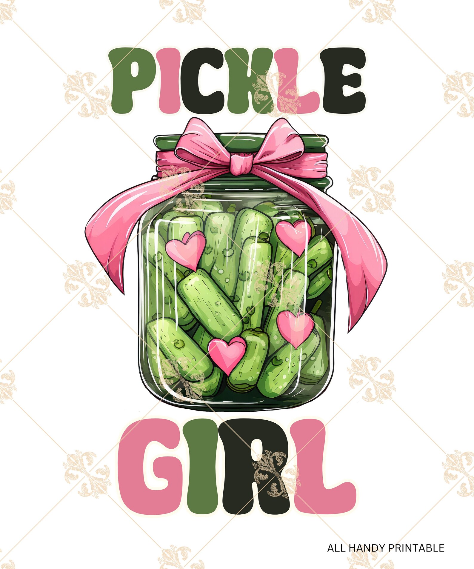 Pickle Girl PNG, Funny Quirkie Valentine, Gherkin Lovers, Pickle Jar ...