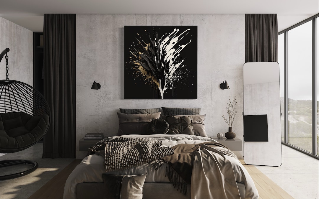 Black White and Cream Abstract Art, Canvas Art, Wall Decor - Etsy