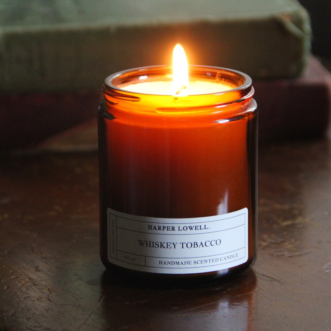 Tobacco Whiskey Scented Candle Ideal for Cigar Enthusiasts Home Bar ...