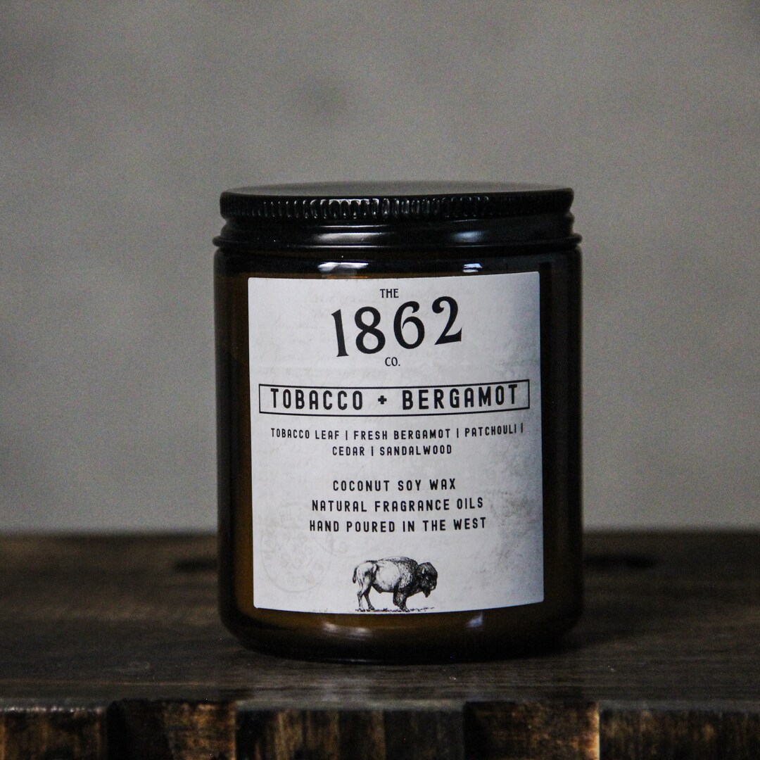 Tobacco Bergamot Candle Perfect for Whiskey and Cigar Lovers Gift for ...