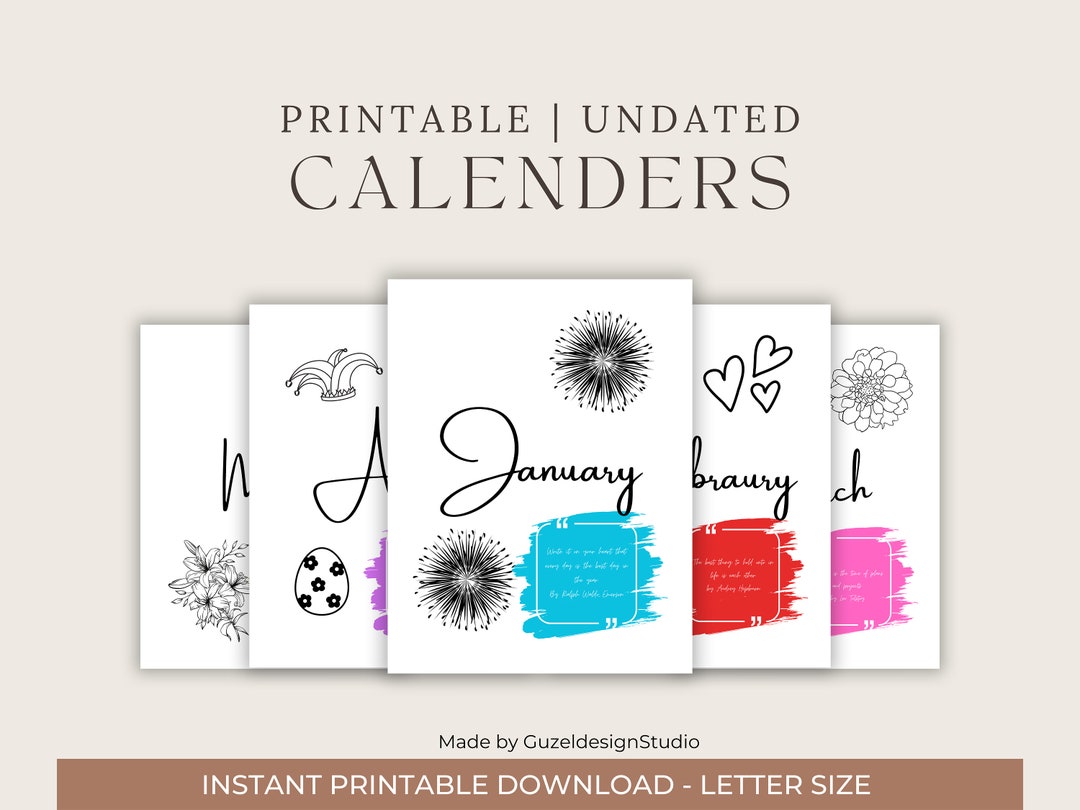 12 Monthly Cover Pages With Quotes A5 Journal Monthly Title Page ...